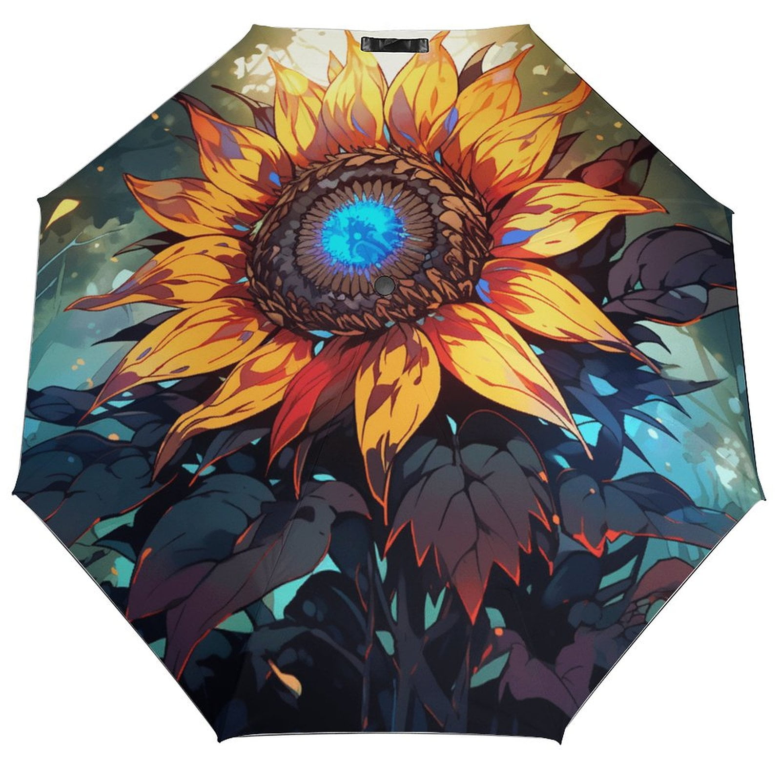 Oil Painting of Sunflowers Automatic Sunny Umbrella, Sun Protection ...