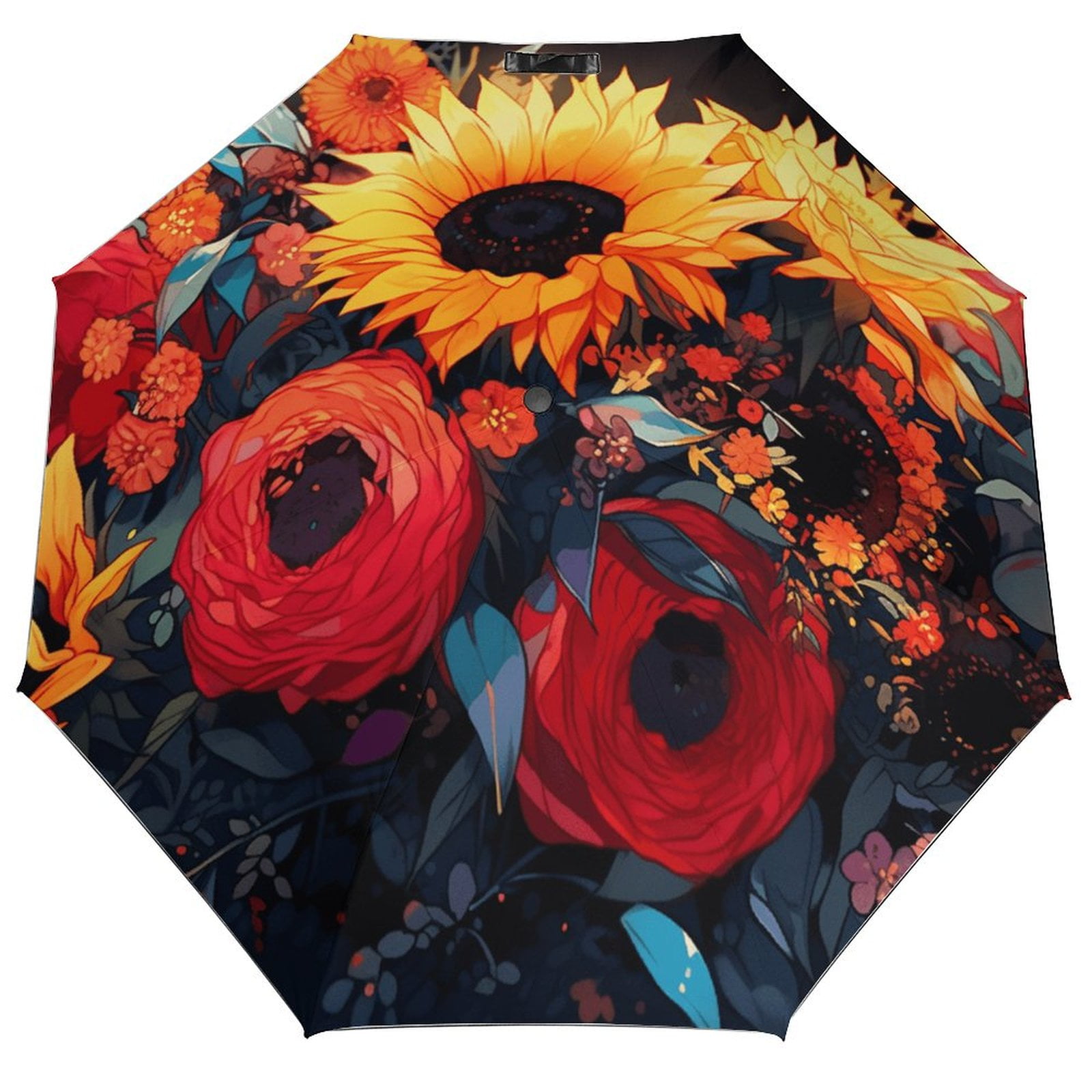 Oil Painting of Sunflowers Automatic Sunny Umbrella, Sun Protection ...