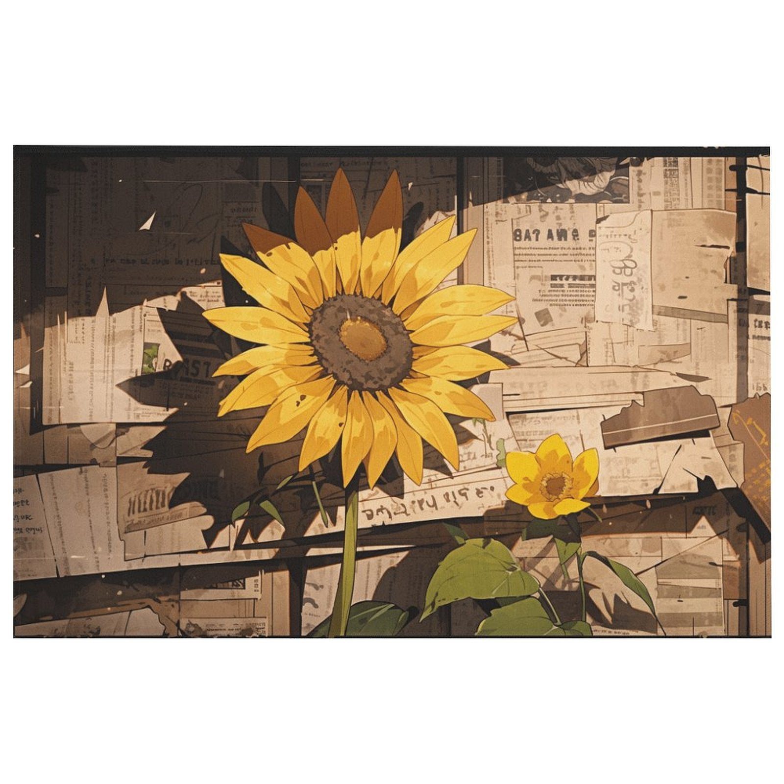 Oil Painting of Sunflowers Rug - for Living Room, Bedroom, And Dining ...