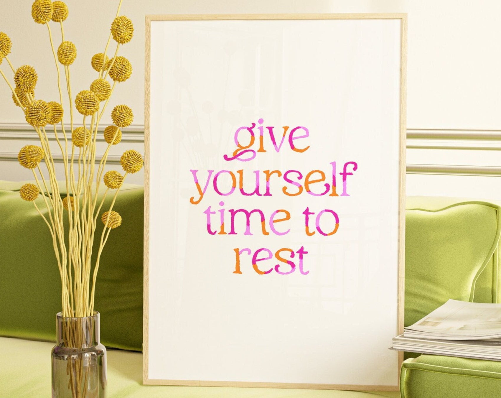 Oil Pastel Quote Print Give Yourself Time To Rest V2. Modern, Self-Care ...