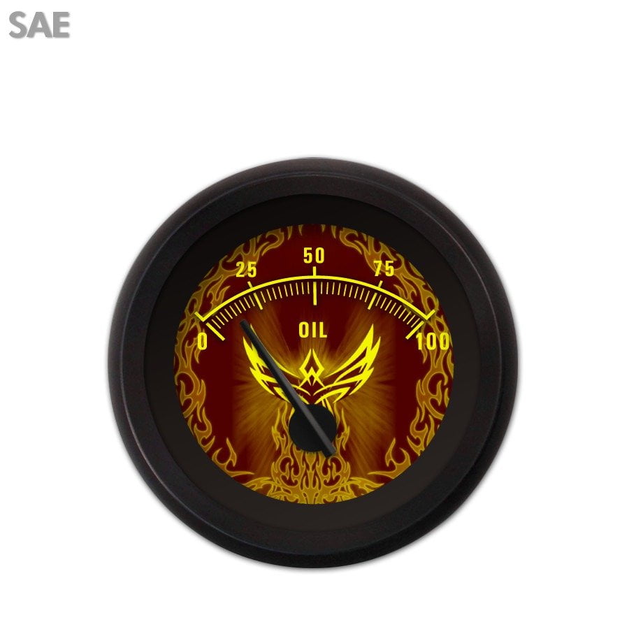 Oil Pressure Gauge - SAE Phoenix Series, Black Modern Needles, Black ...