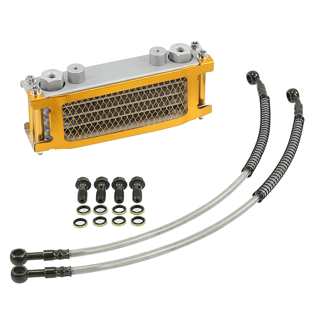 Oil Radiator Universal Aluminium Oil Cooling Radiator System Red/Yellow ...