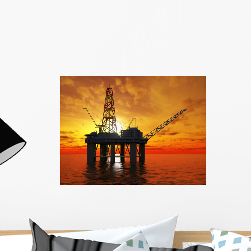 Oil Rig Wall Mural by Wallmonkeys Peel and Stick Graphic (18 in W x 13 ...