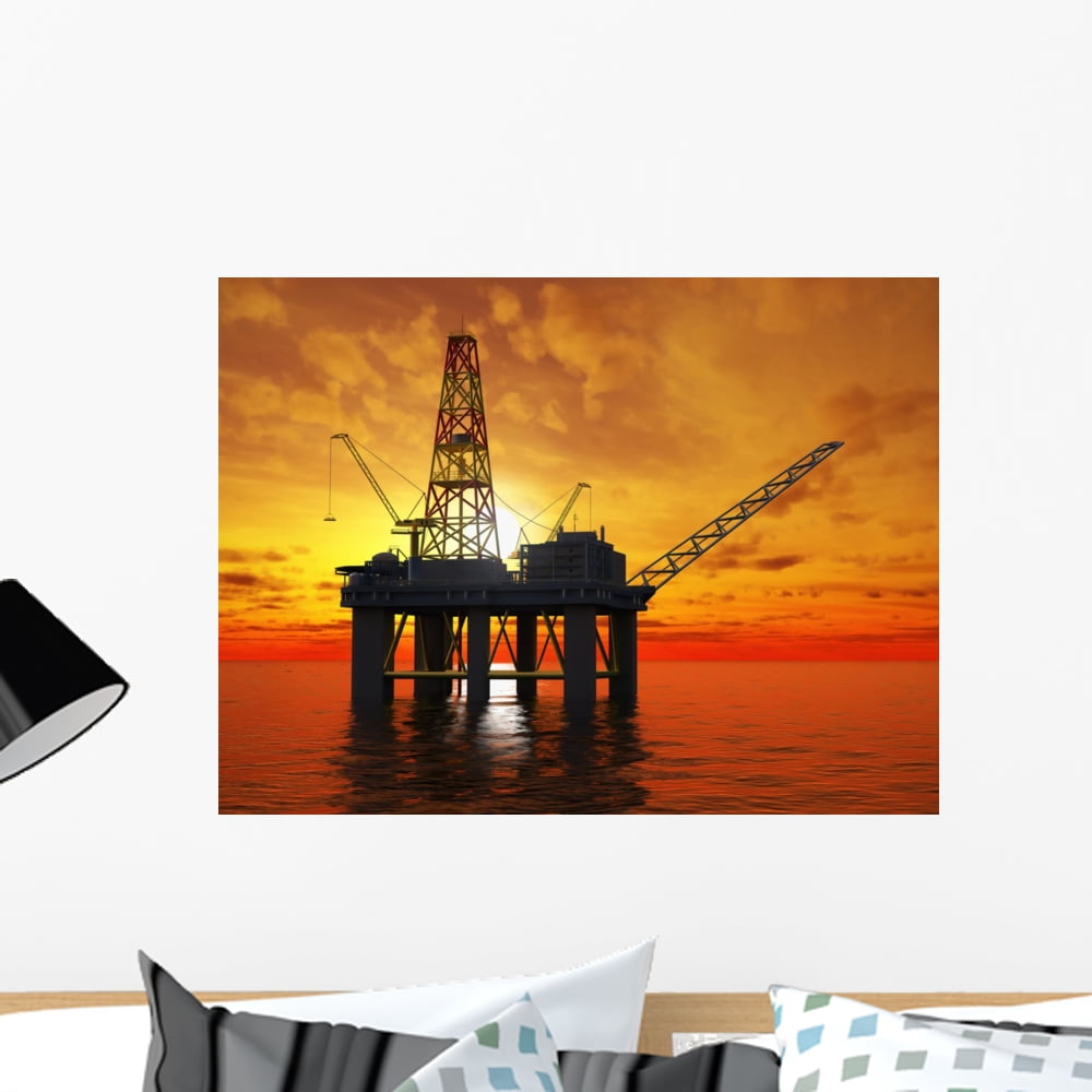 Oil Rig Wall Mural by Wallmonkeys Peel and Stick Graphic (24 in W x 18 ...