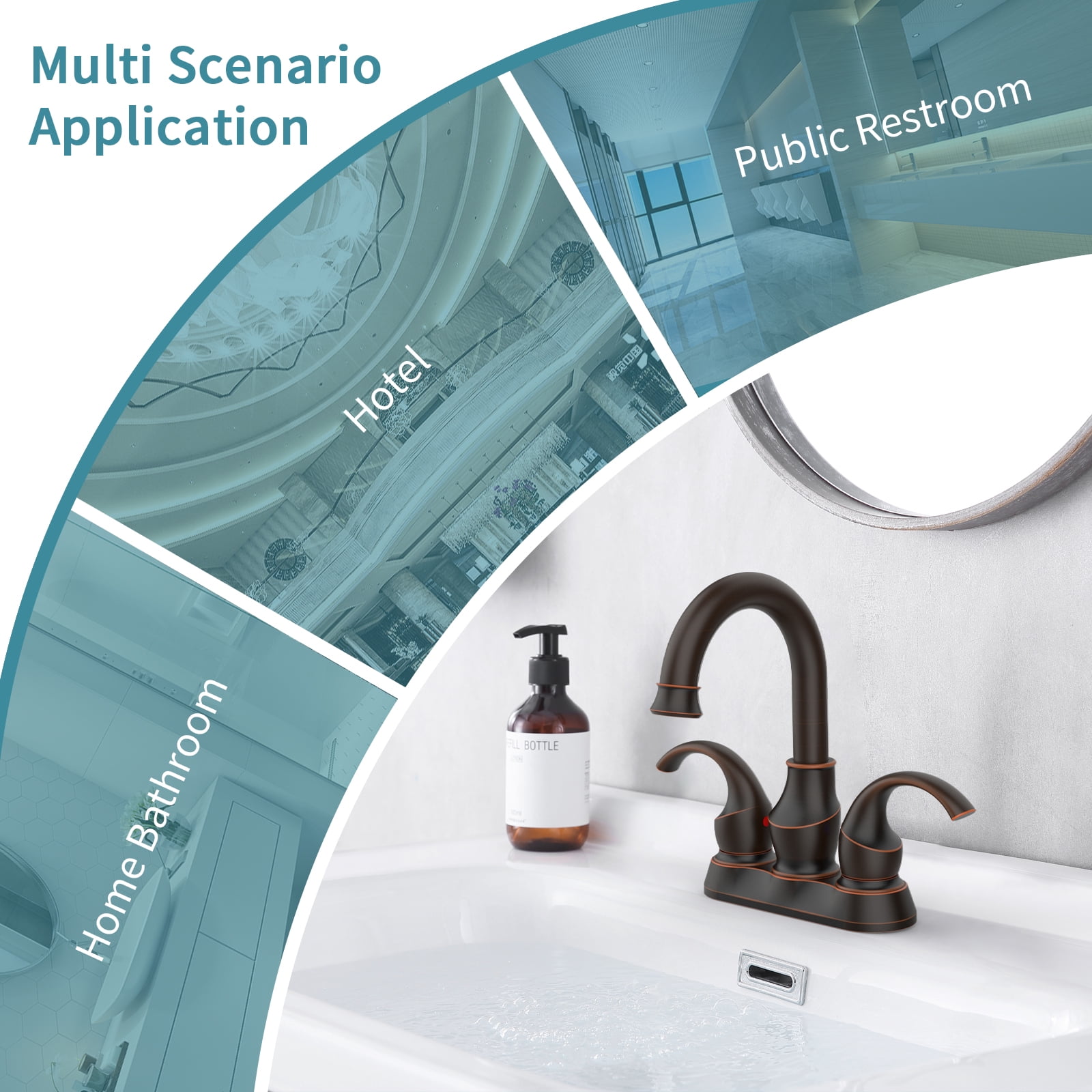 Oil Rubbed Bronze Bathroom Faucet with 2-Handle, 360 Degree Rotating ...