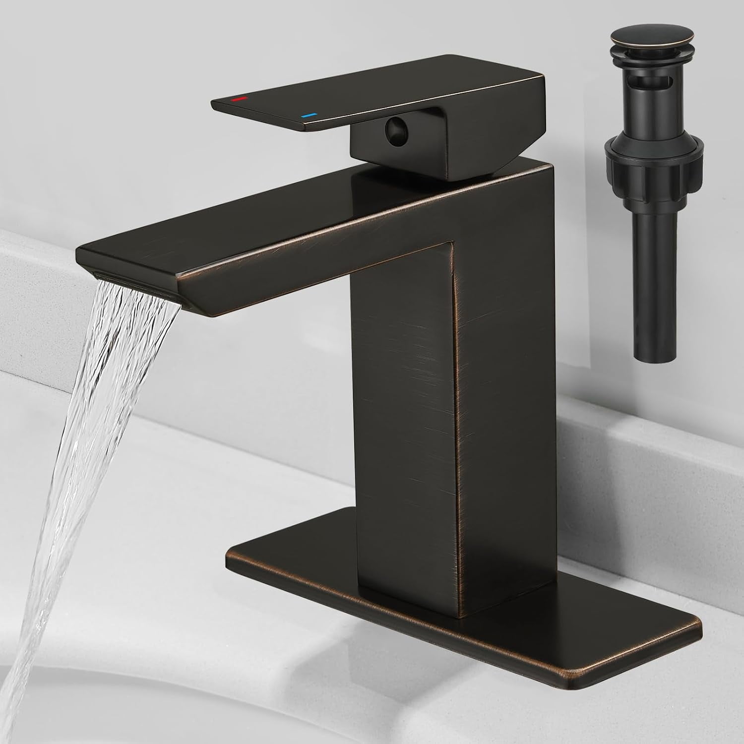 Oil Rubbed Bronze Bathroom Faucets Set with Pop Up Drain Single Handle ...