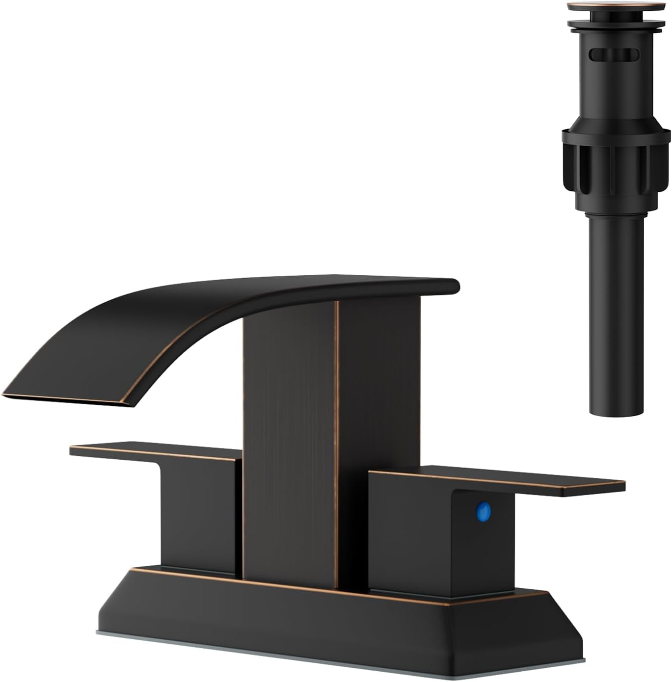 Oil Rubbed Bronze Waterfall Bathroom Faucets 4 Inch Centerset Sink ...