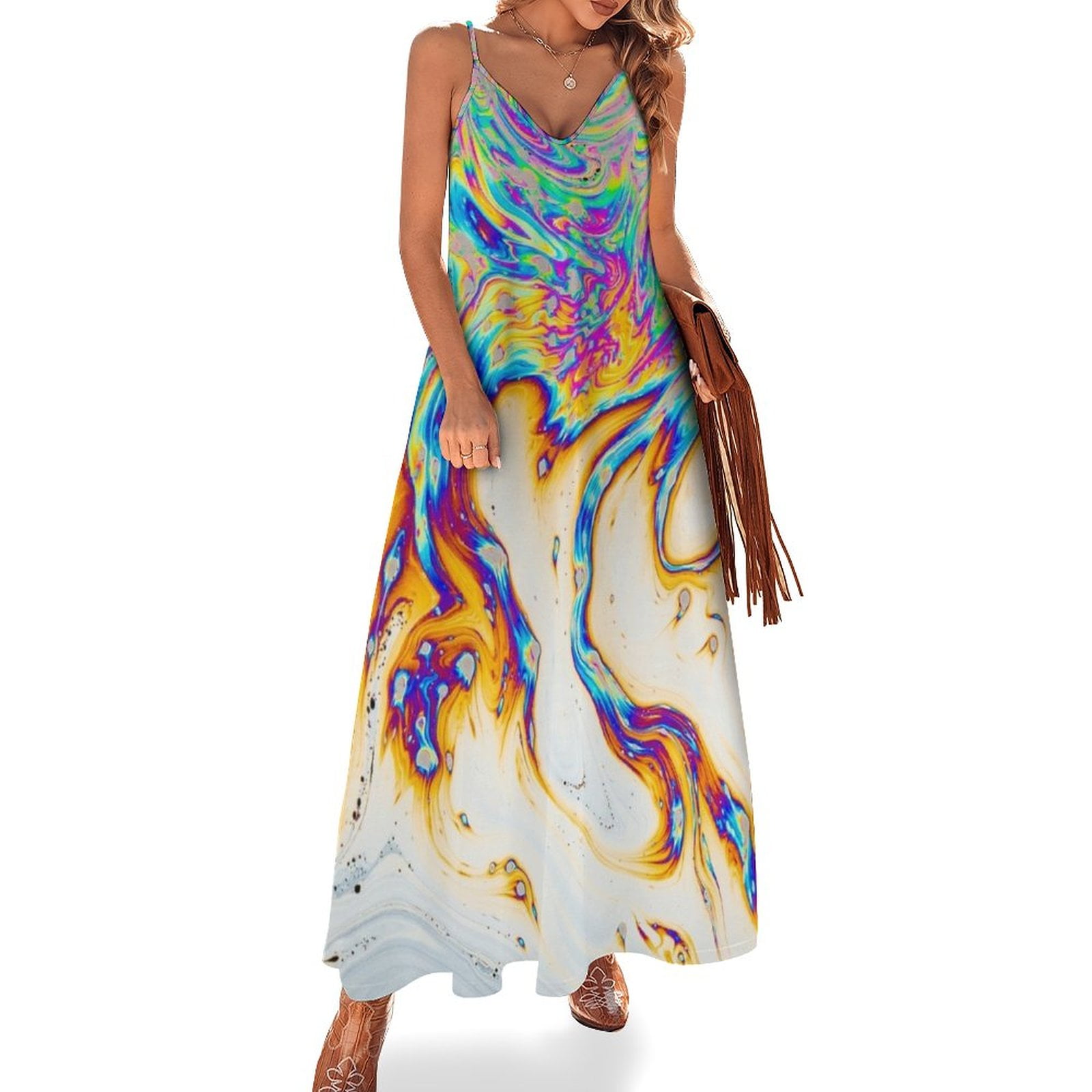Oil Spill Sleeveless Dress purple dress luxury woman party dress ...