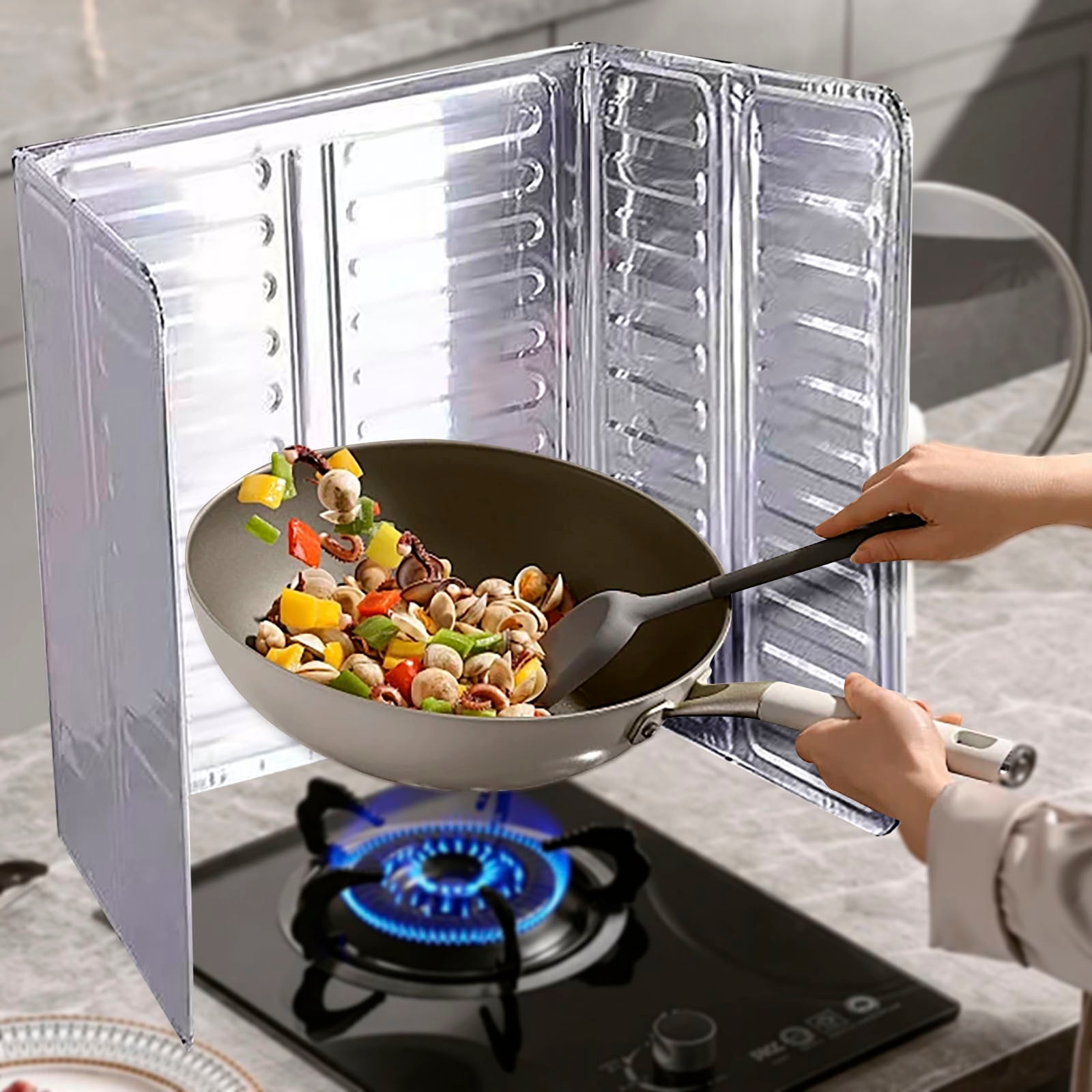 Oil Splatter Guard for Frying Pan, Foldable Stove Splatter Guard Grease ...