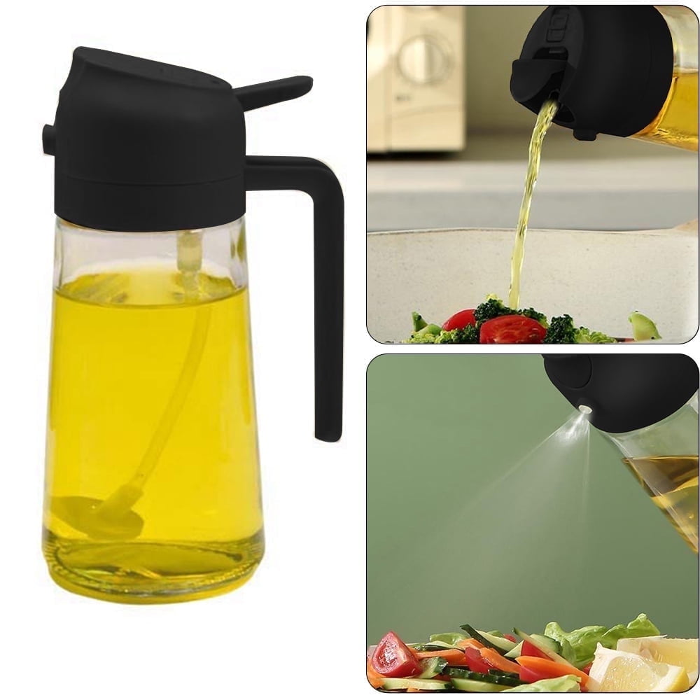 2 in 1 Glass Oil Spray Bottle for Cooking, 16 oz 470ml Olive Oil ...
