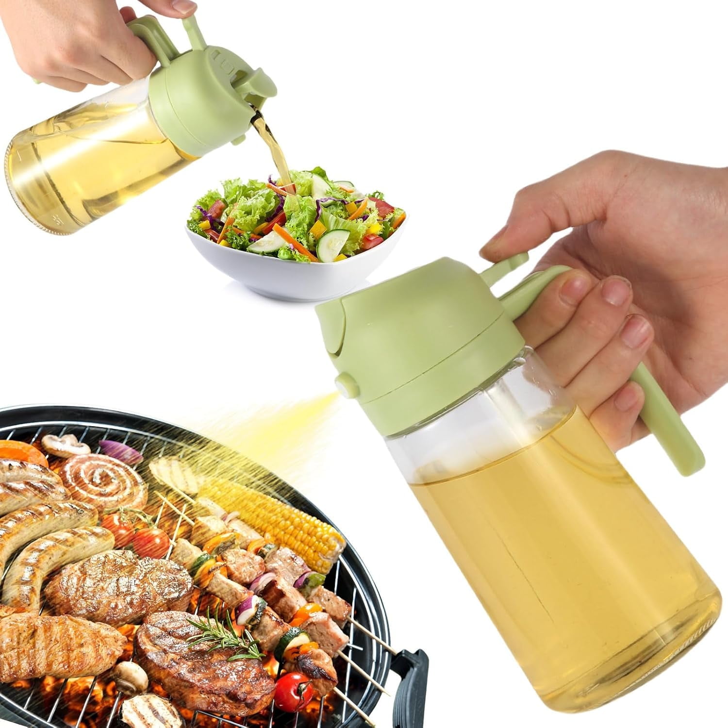 Oil Sprayer for Cooking, 2 in 1 Olive Oil Dispenser Bottle for Kitchen ...