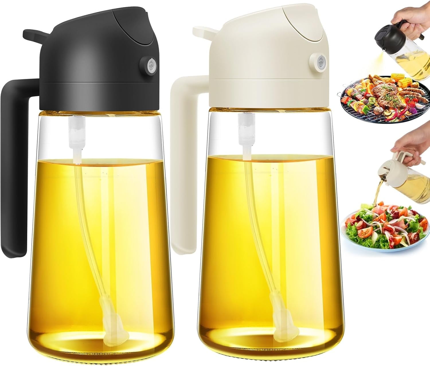 Oil Sprayer for Cooking, 2 in 1 Olive Oil Dispenser Bottle for Kitchen ...