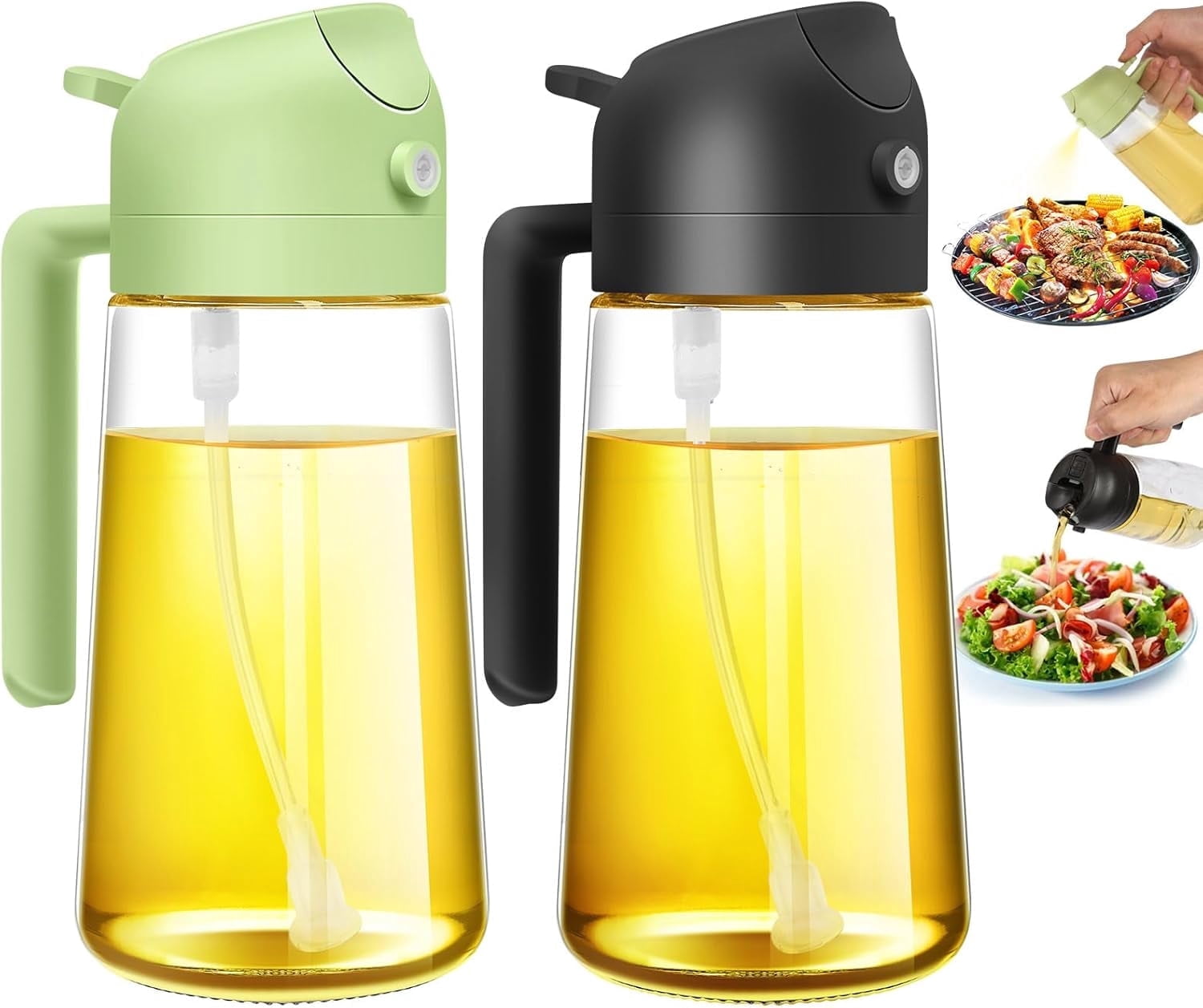 KDJ HOME Oil Sprayer for Cooking, 16oz Glass, Food-Grade Spray Bottle ...