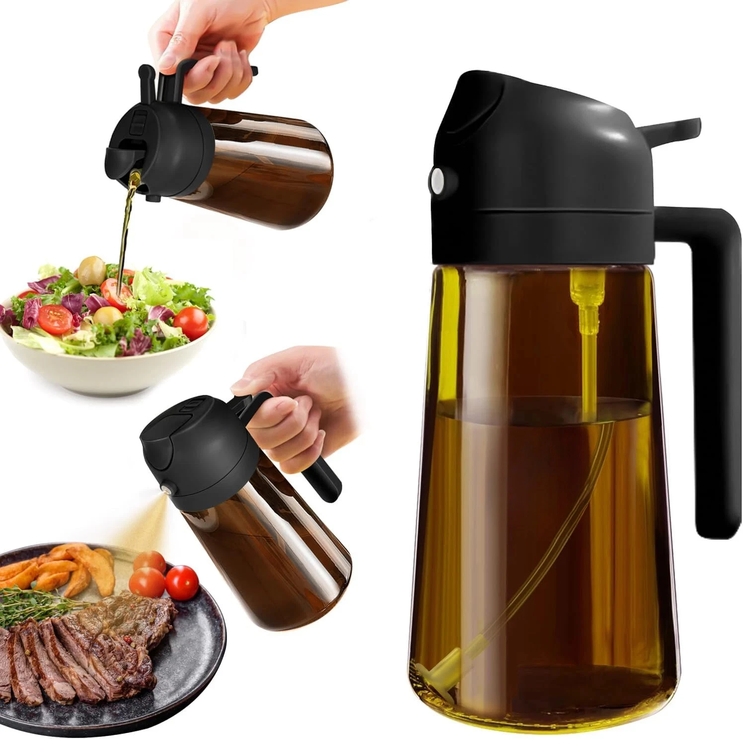 Oil Sprayer For Cooking, Kitchen Maiden 2 In 1 Spray And Pour Olive Oil ...