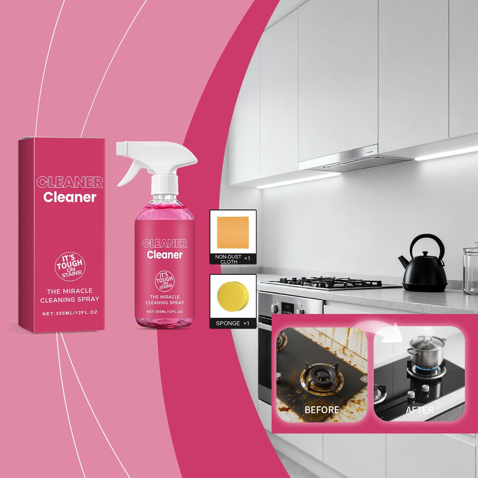 Oil Stain Cleaning Spray, Heavy-Duty Kitchen Degreaser for Stove ...