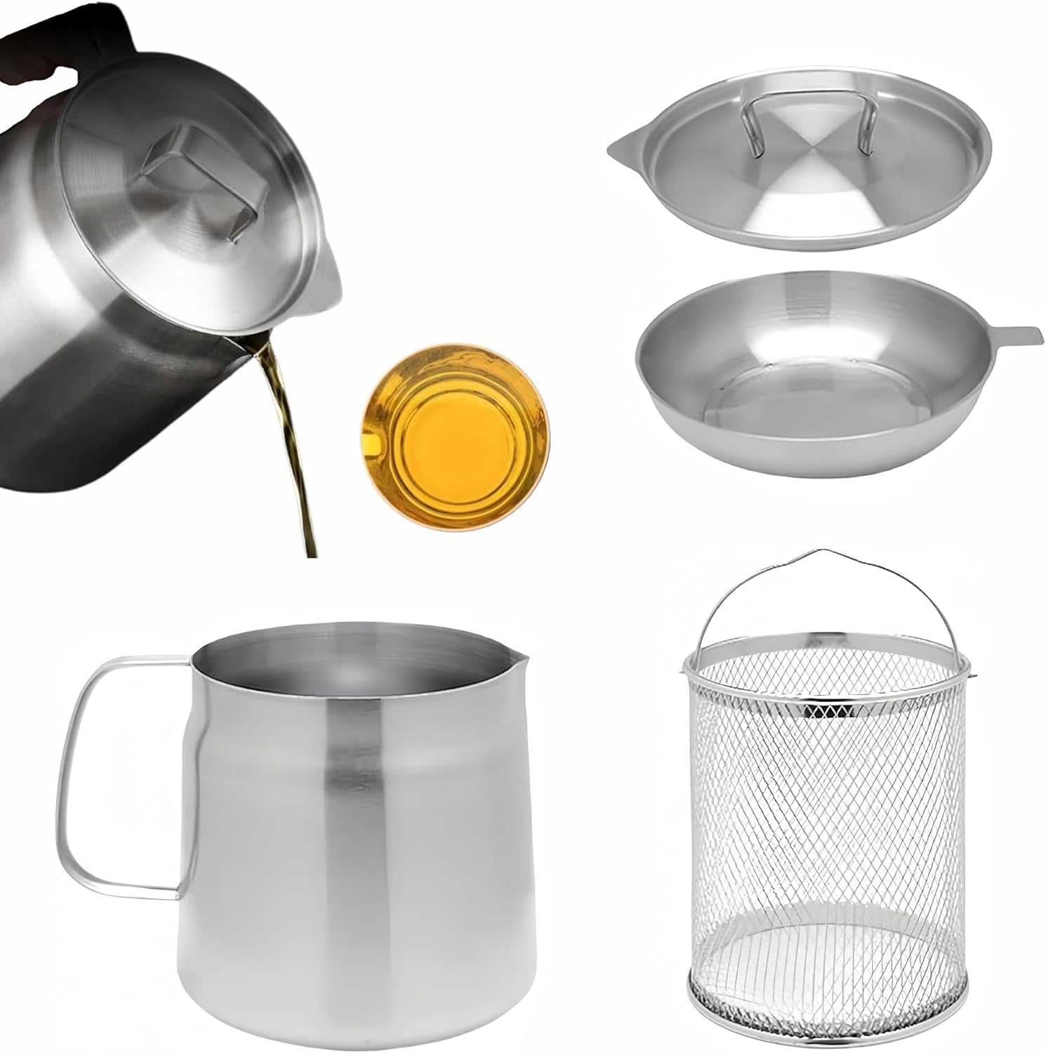 Oil Strainer Filter Container Pot:Stainless Steel Oil Filter Pot,Bacon ...