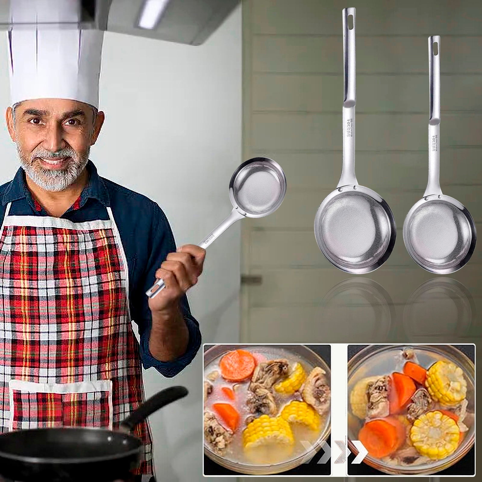 Oil Strainer, Fine Mesh Stainless Steel Colander, Kitchen Tool for Oil ...