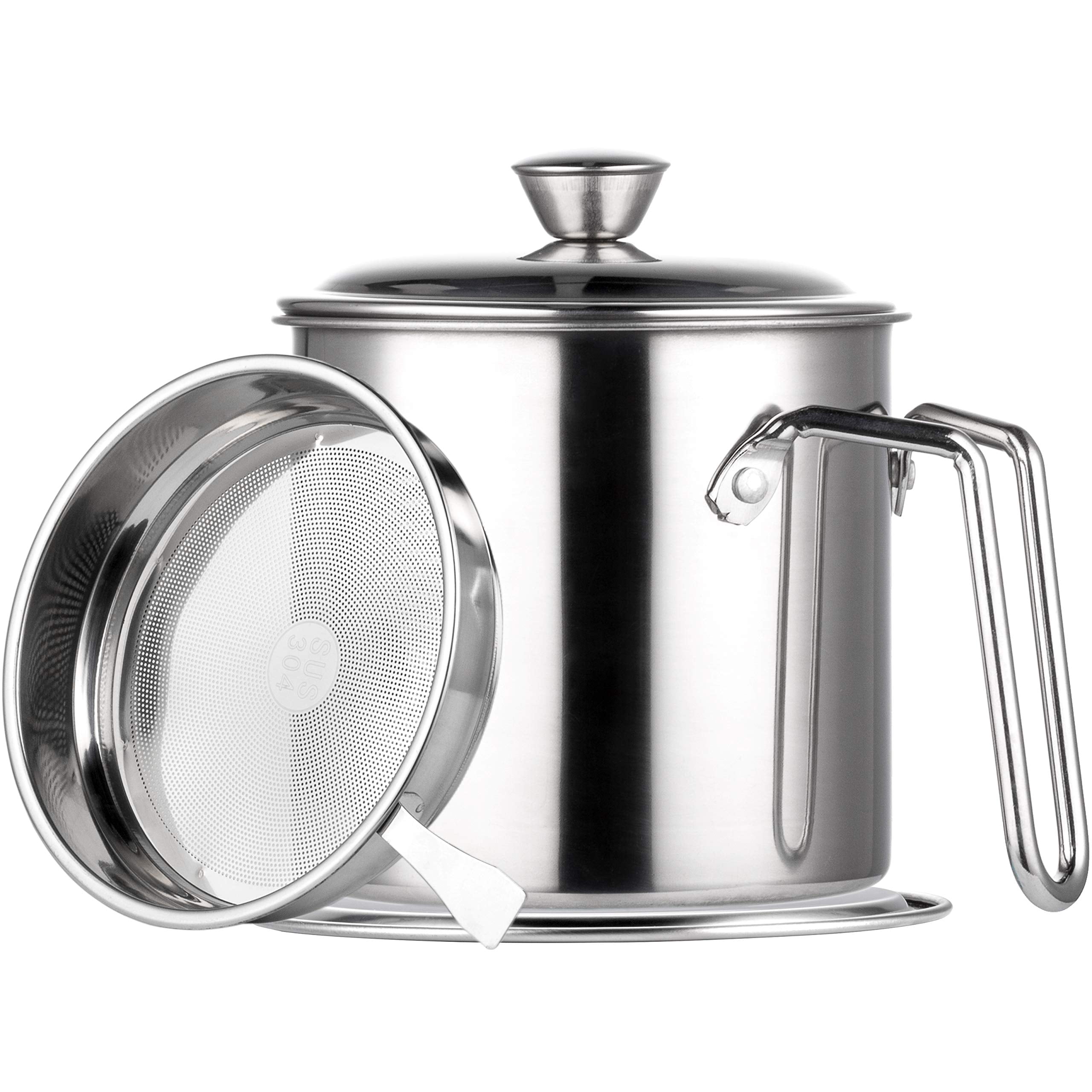 LYOU 1.3L Stainless Steel Oil Dispenser with Strainer, Durable Bacon ...