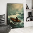 Oil Style Man Lost At Sea Abstract Turbulent Waves Boat Stormy Ocean ...