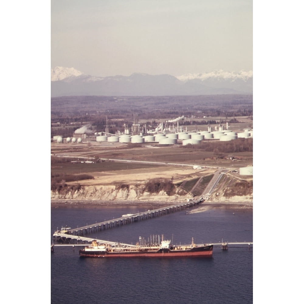Oil Tanker Off Loading Its Liquid Cargo At Cherry Point On Puget Sound ...