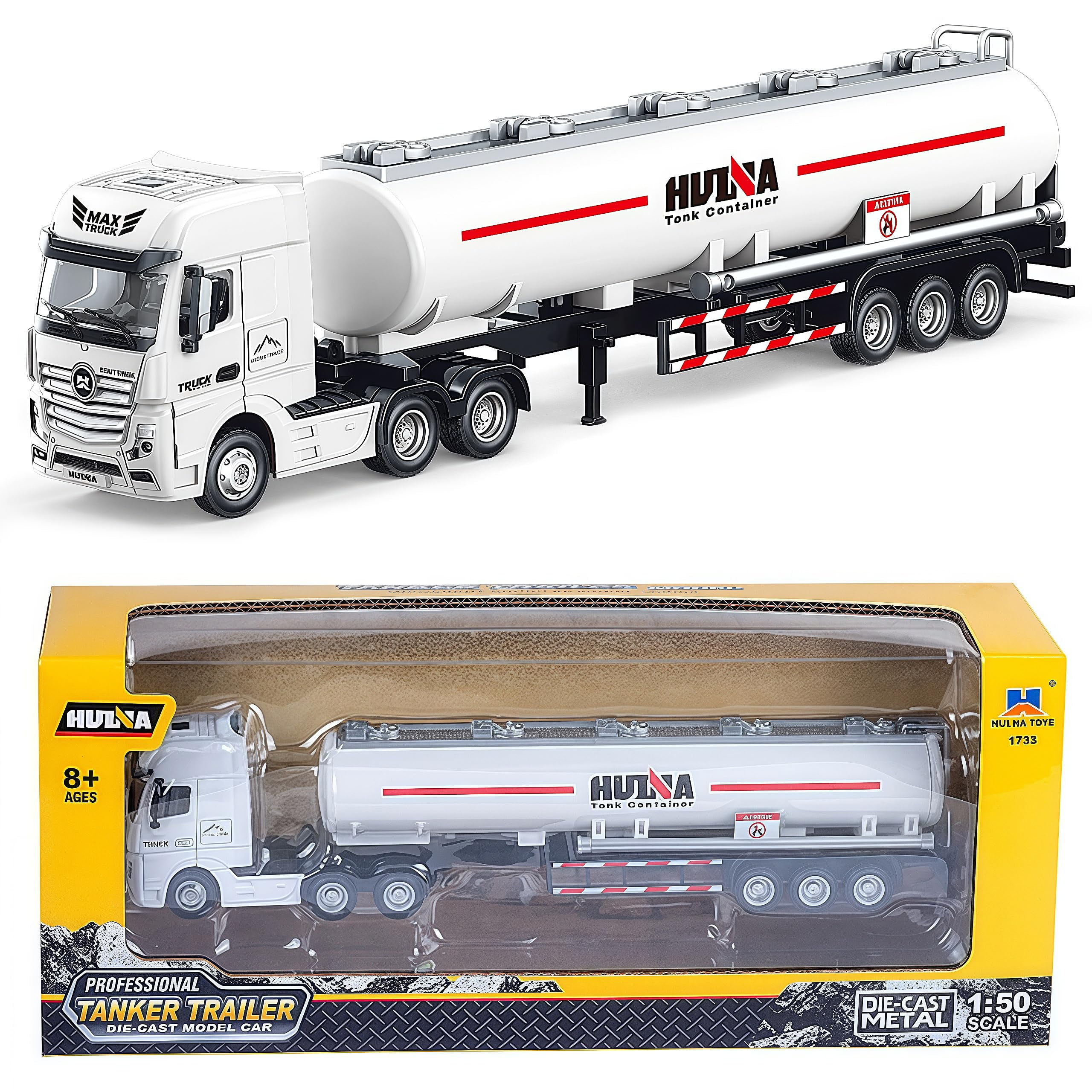 Oil Tanker Trailer Toy, Heavy Duty Realistic Look Alloy Hauler Car Toys ...