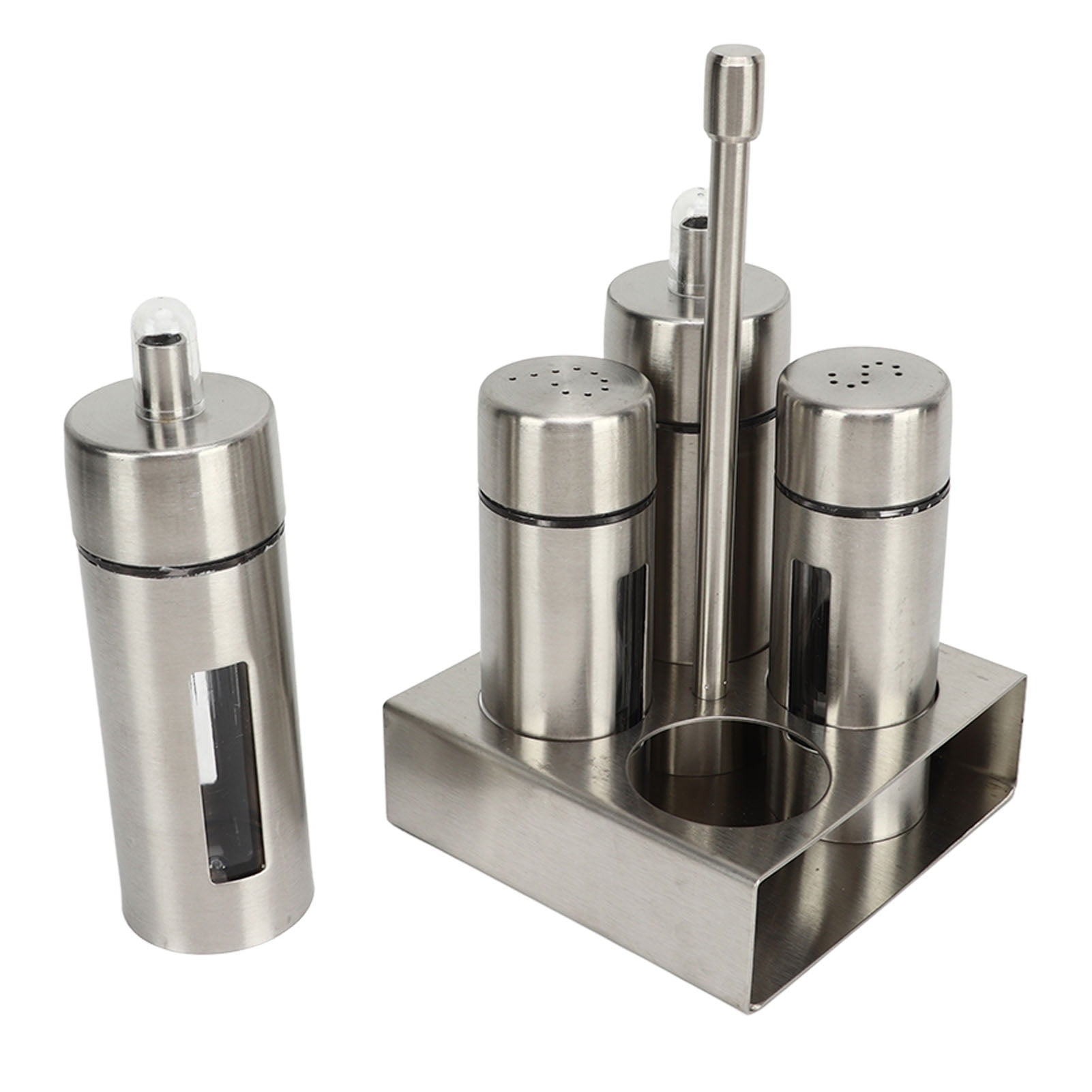 Oil and Vinegar Salt Pepper Cruet Bottle Set, Stainless Steel Spice ...