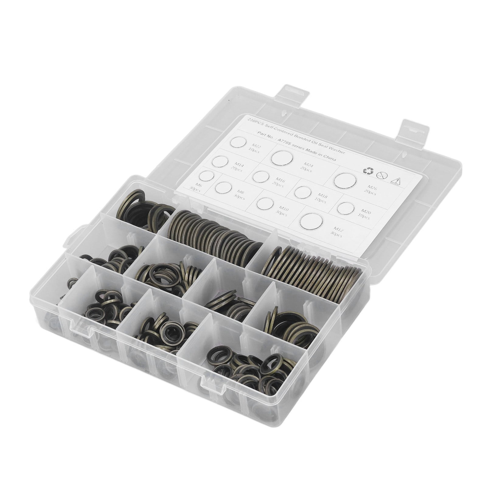 Oil Washer Assortment Kit Sealing Washer 230 Pcs Oil Washer Assortment ...
