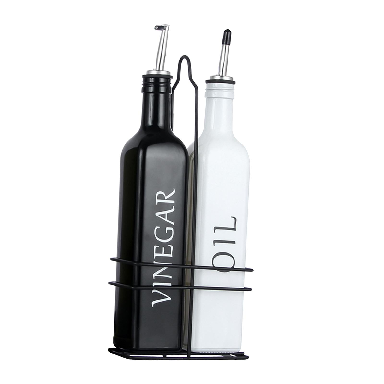 Oil and Dispenser Set with 2 Spout,Olive Oil Bottle with Holder,black ...