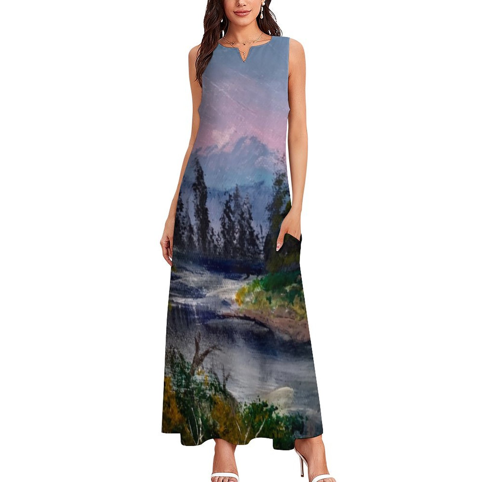 Oil paint nature scene Long Dress prom dresses summer dress woman ...