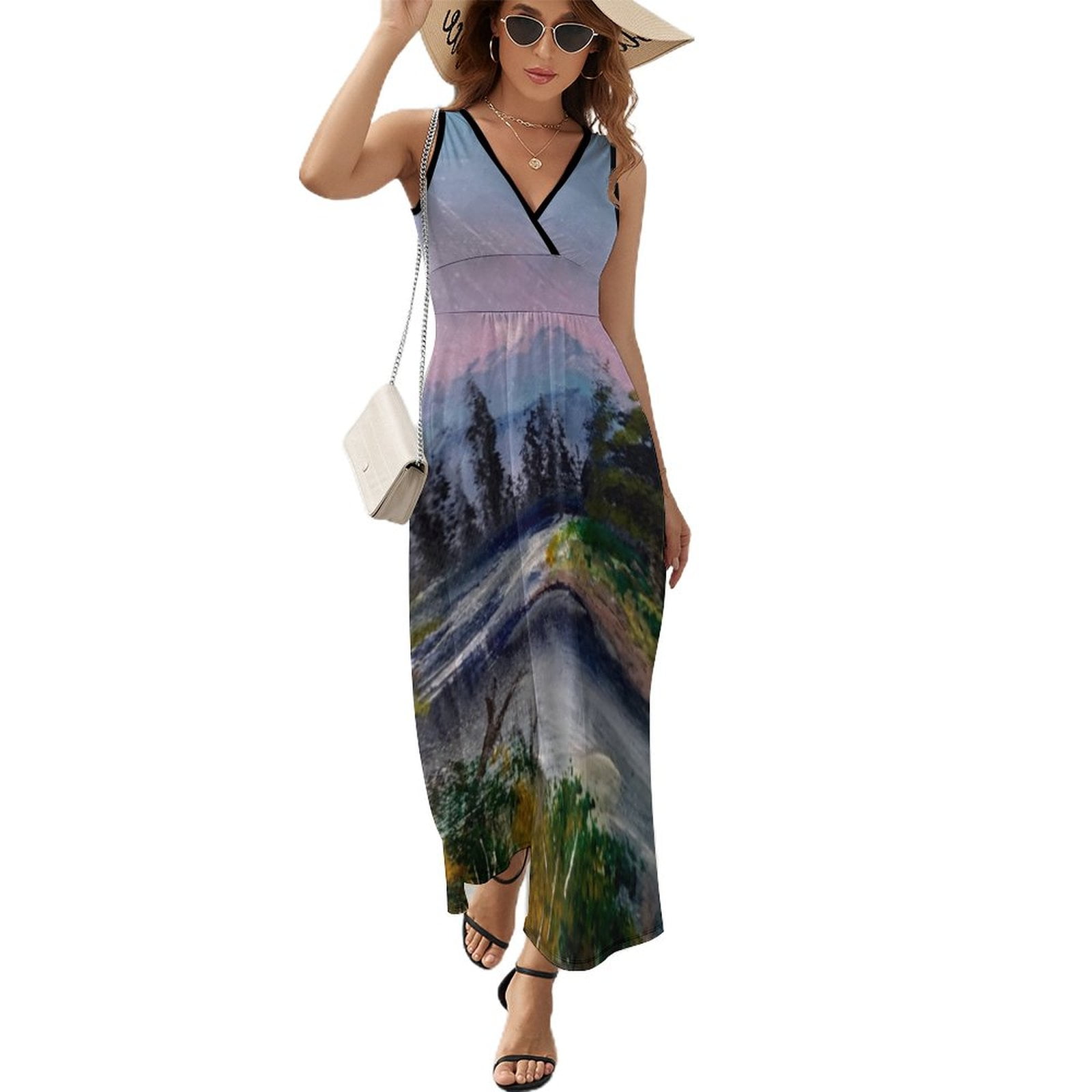 Oil paint nature scene Sleeveless Dress Elegant gowns women dress chic ...