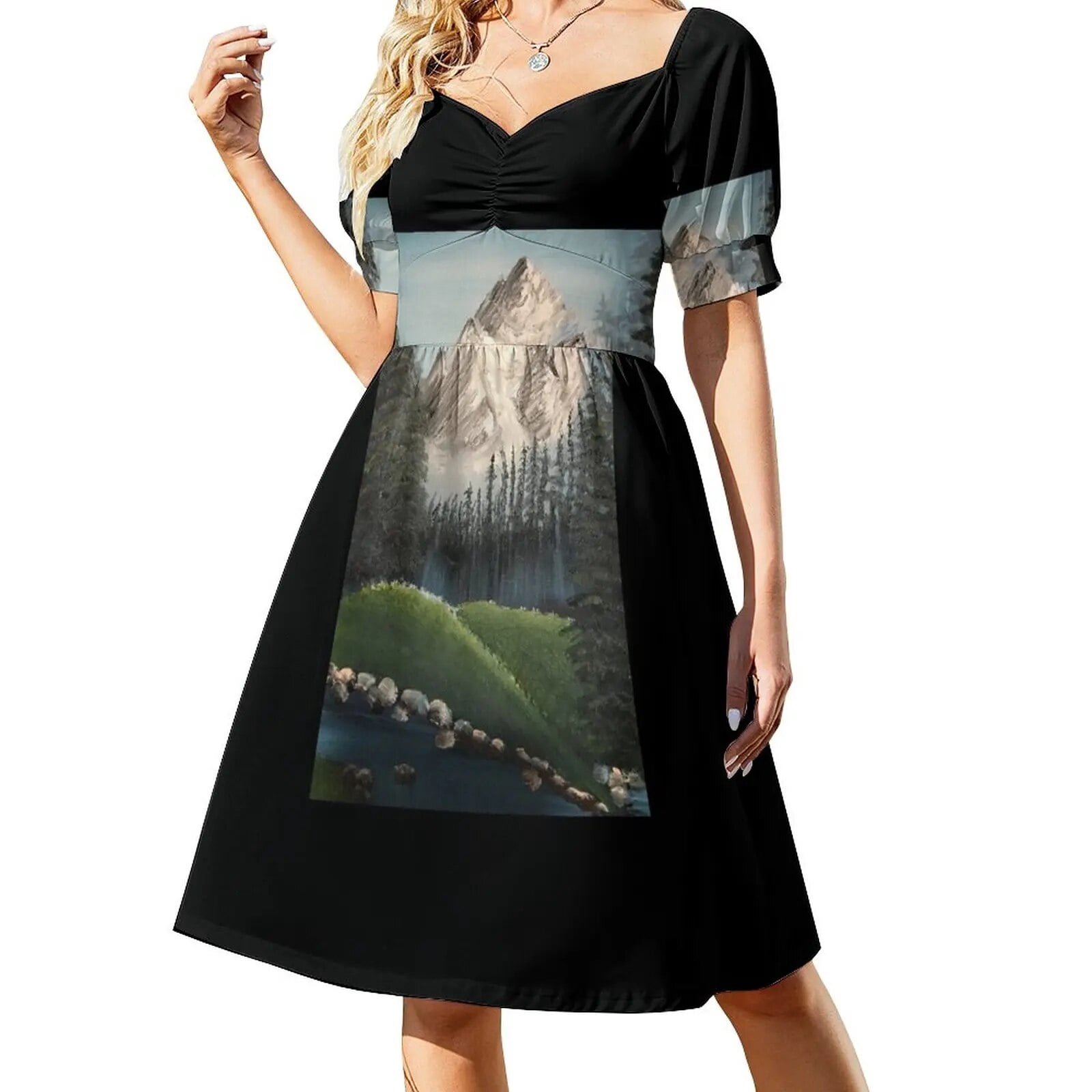 Oil painted Bob Ross inspired colourful landscape Dress Dresses luxury ...