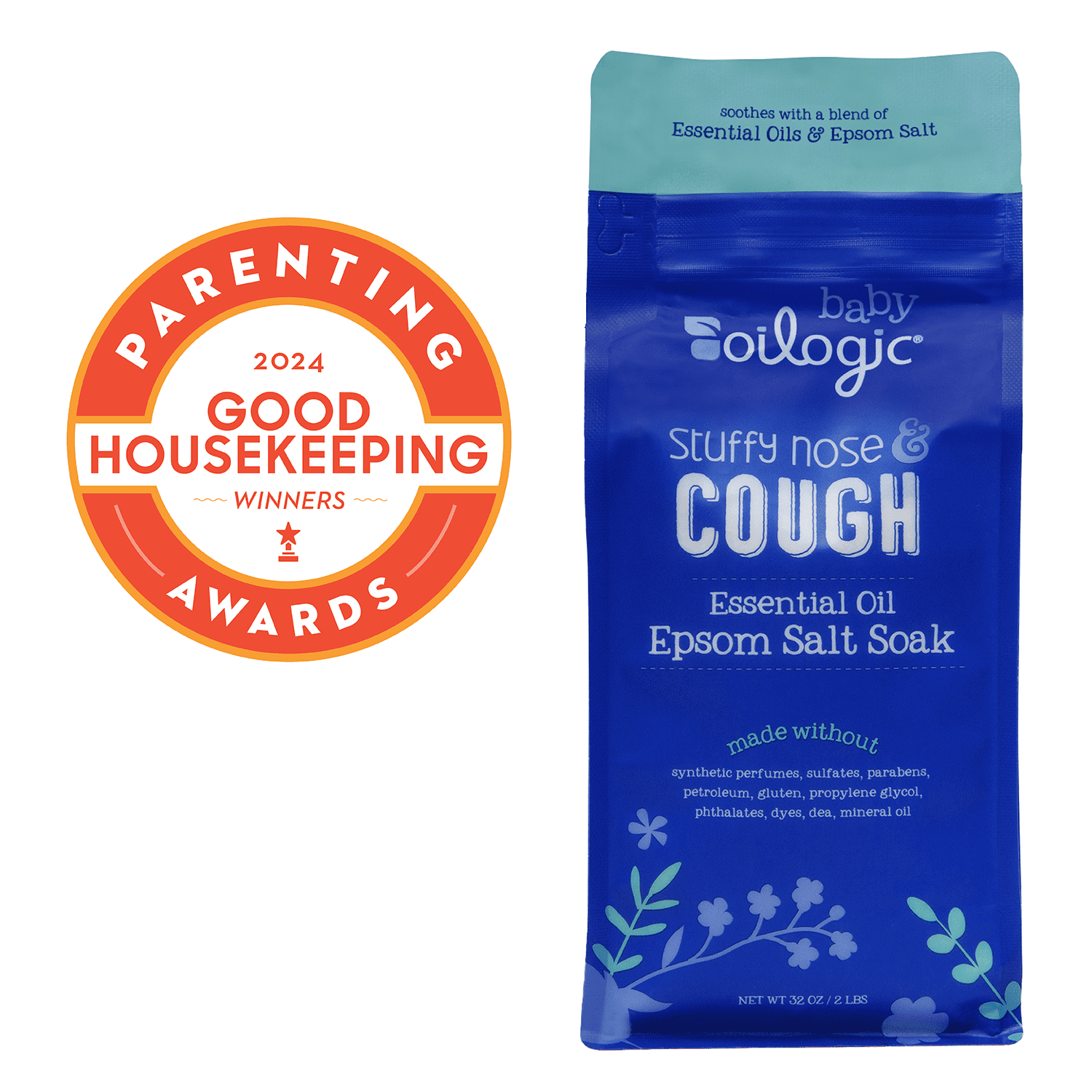 Oilogic Stuffy Nose Cough Baby Essential Oil Epsom Soak 2 lbs