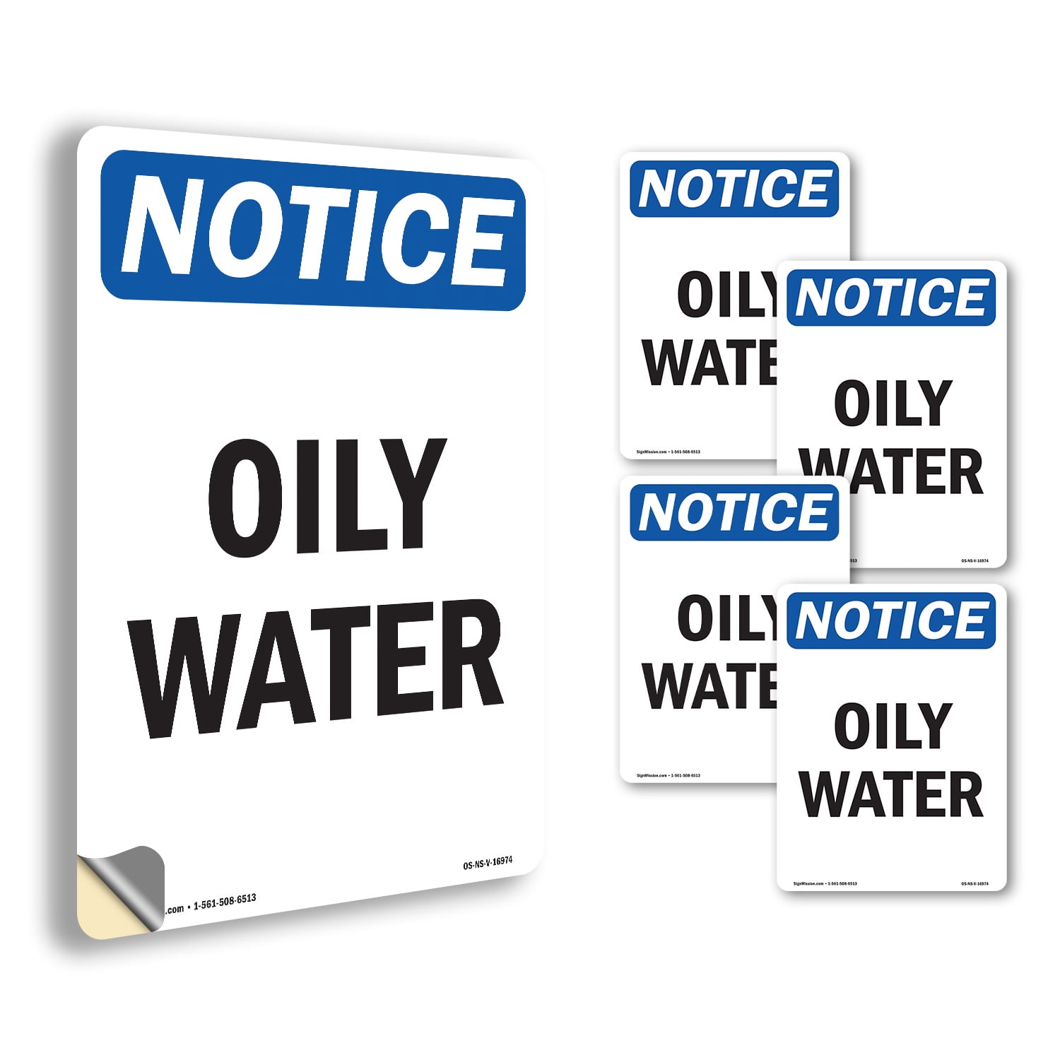 Oily Water OSHA Notice Vinyl Decal Label 18 Inch x 12 Inch - 5 Pack ...