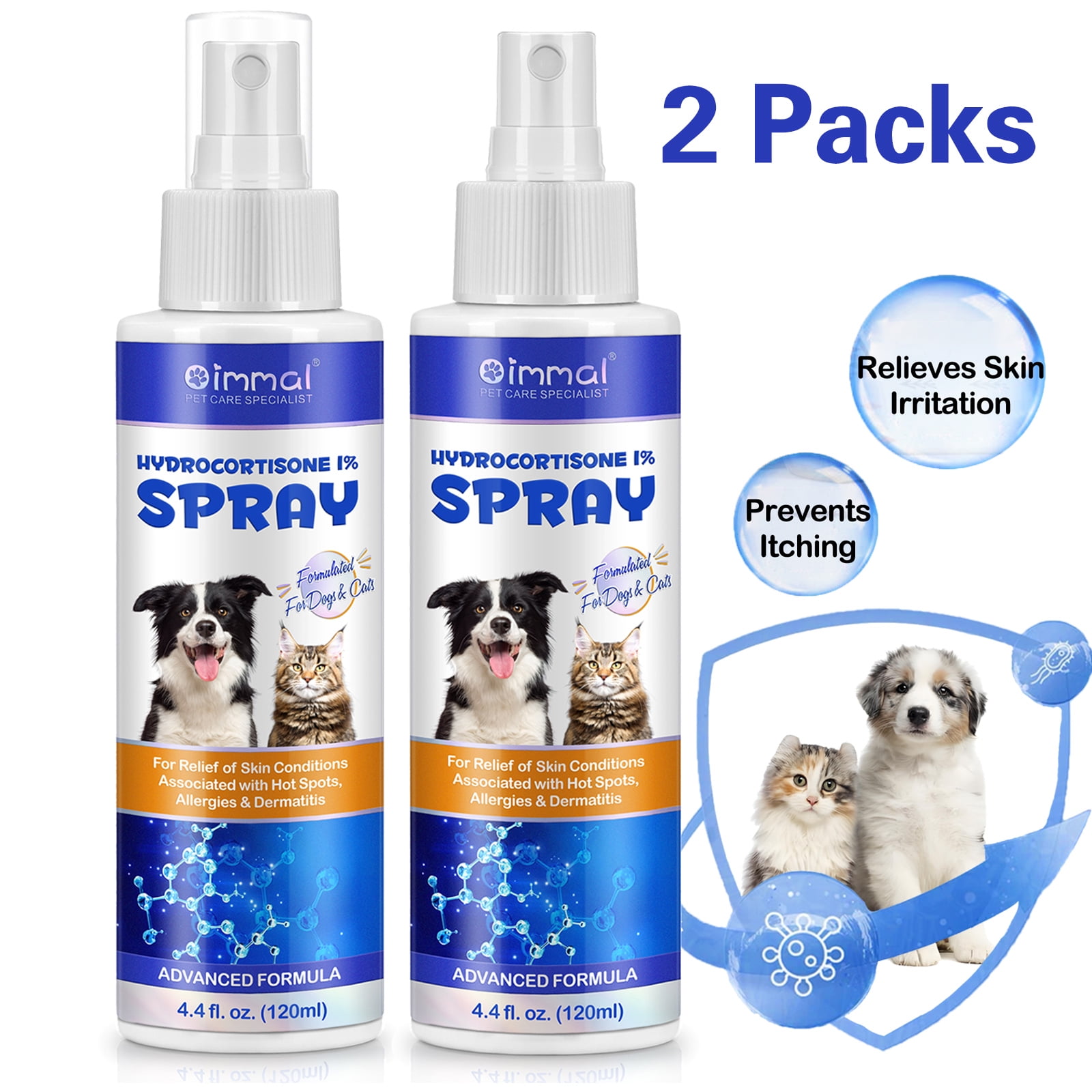 Oimmal 1% Hvdrocortisone Spray for Dogs and Cats, Topical Hot Spot ...