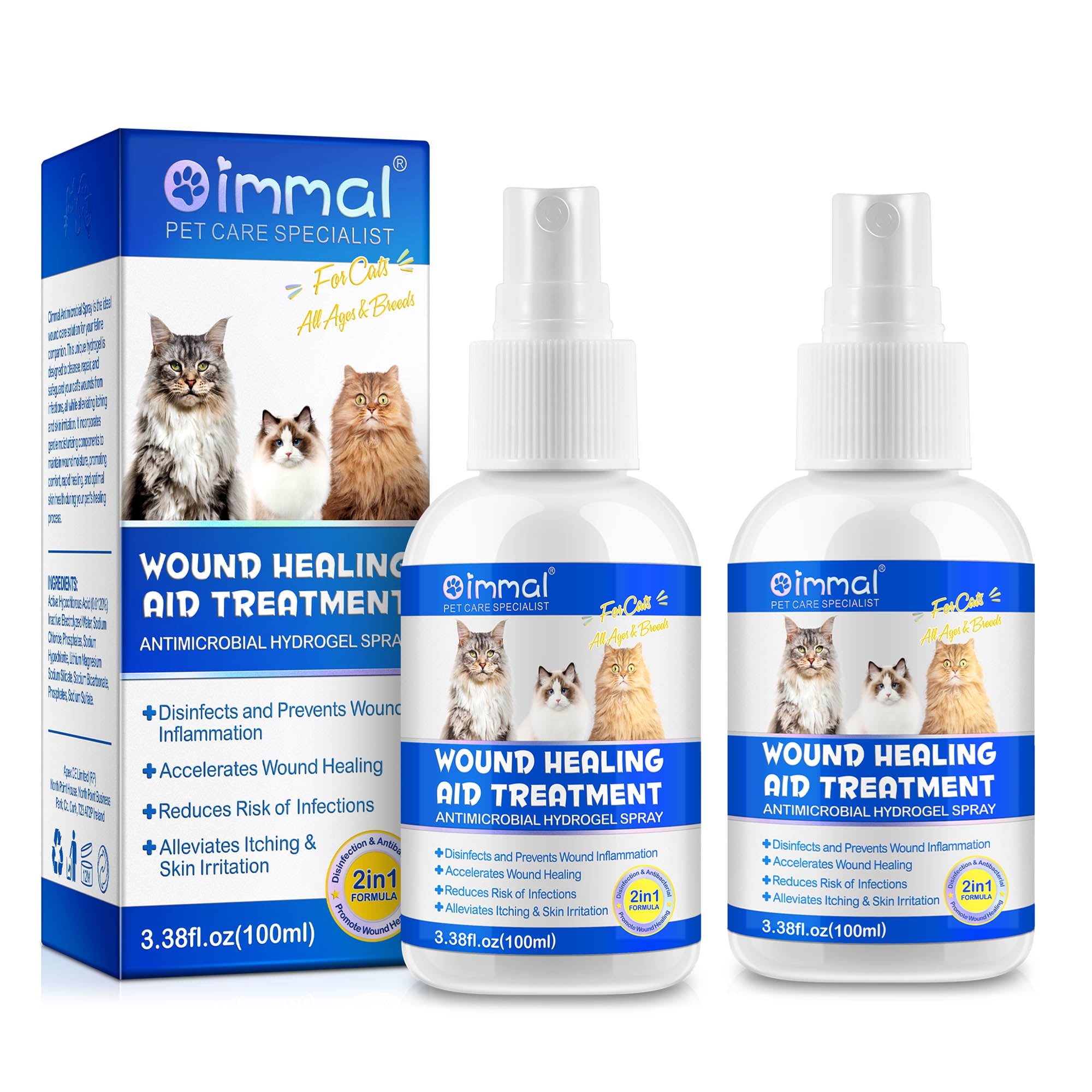 Petpya 2PCS Wound Spray for Cats Wounds and Skin Care for Dogs & Cats, Protects Cuts and ...