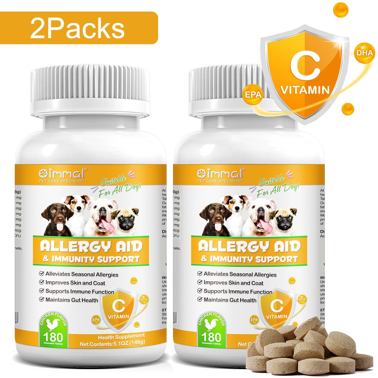 Oimmal Allergy Relief Chewable Tablets for Dog | Health Supplements for ...