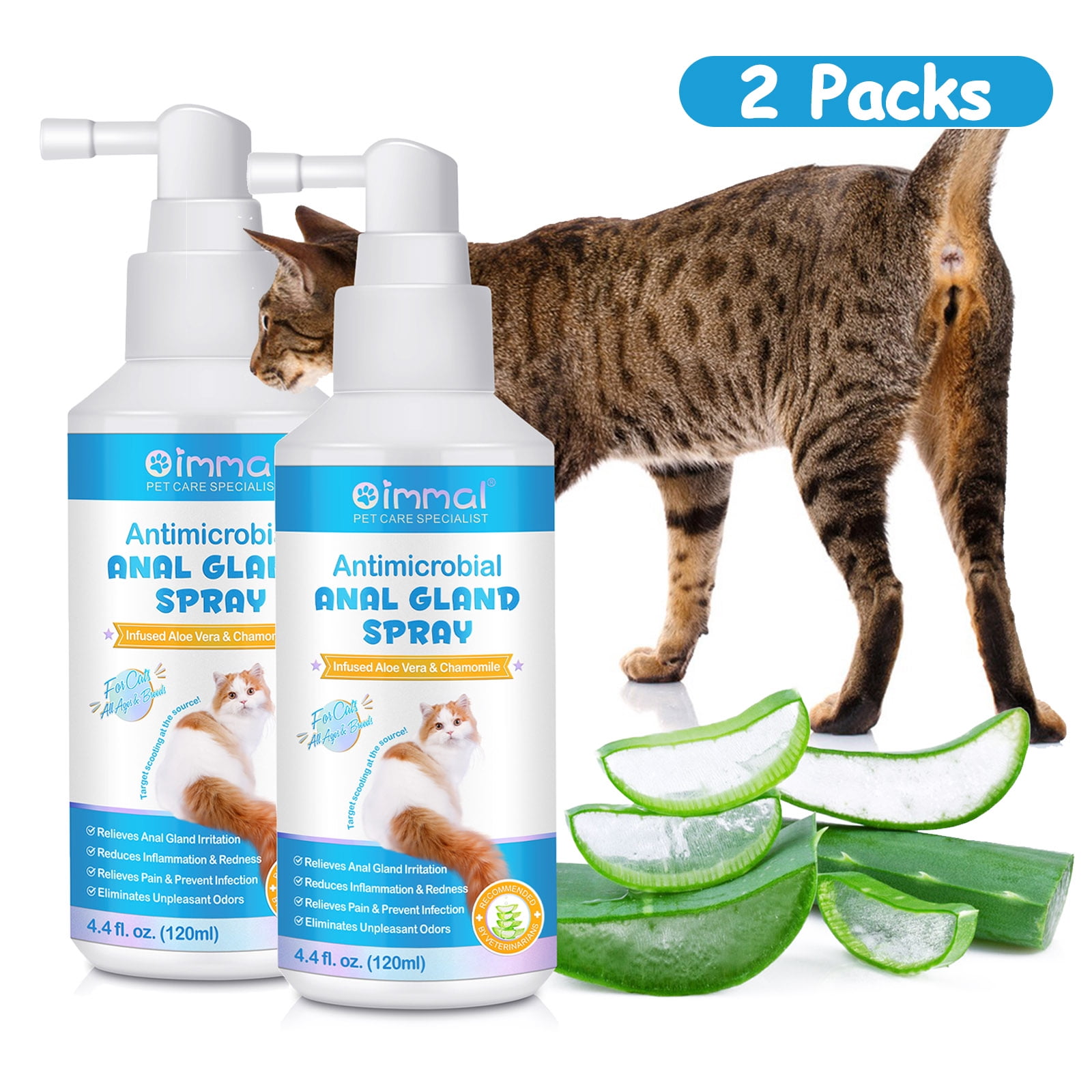 Oimmal Antimicrobial Anal Gland Spray for Cat, Anal Gland Support for ...