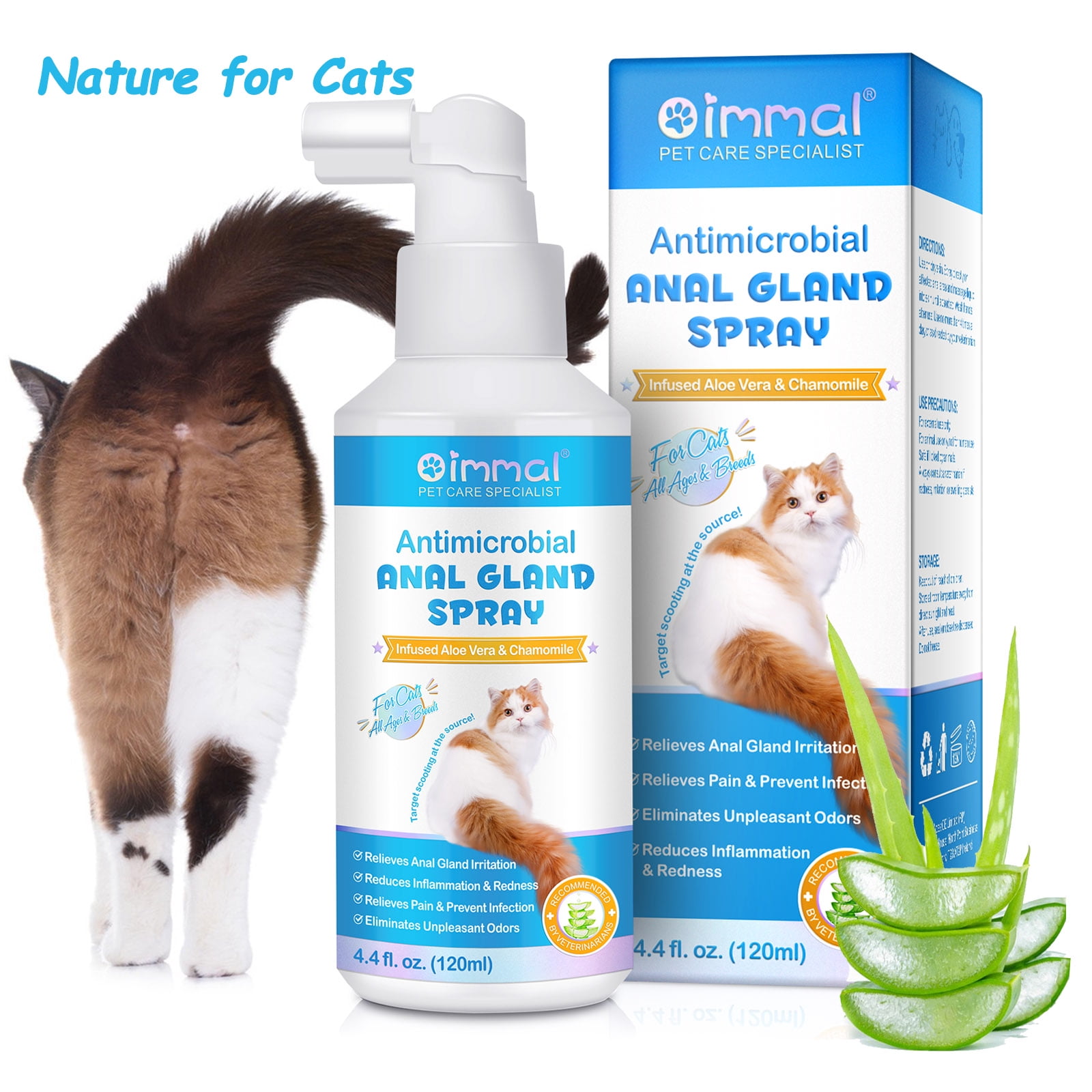 Oimmal Cat Anal Gland Spray - Fast Relieves Anal Gland Irritations and ...