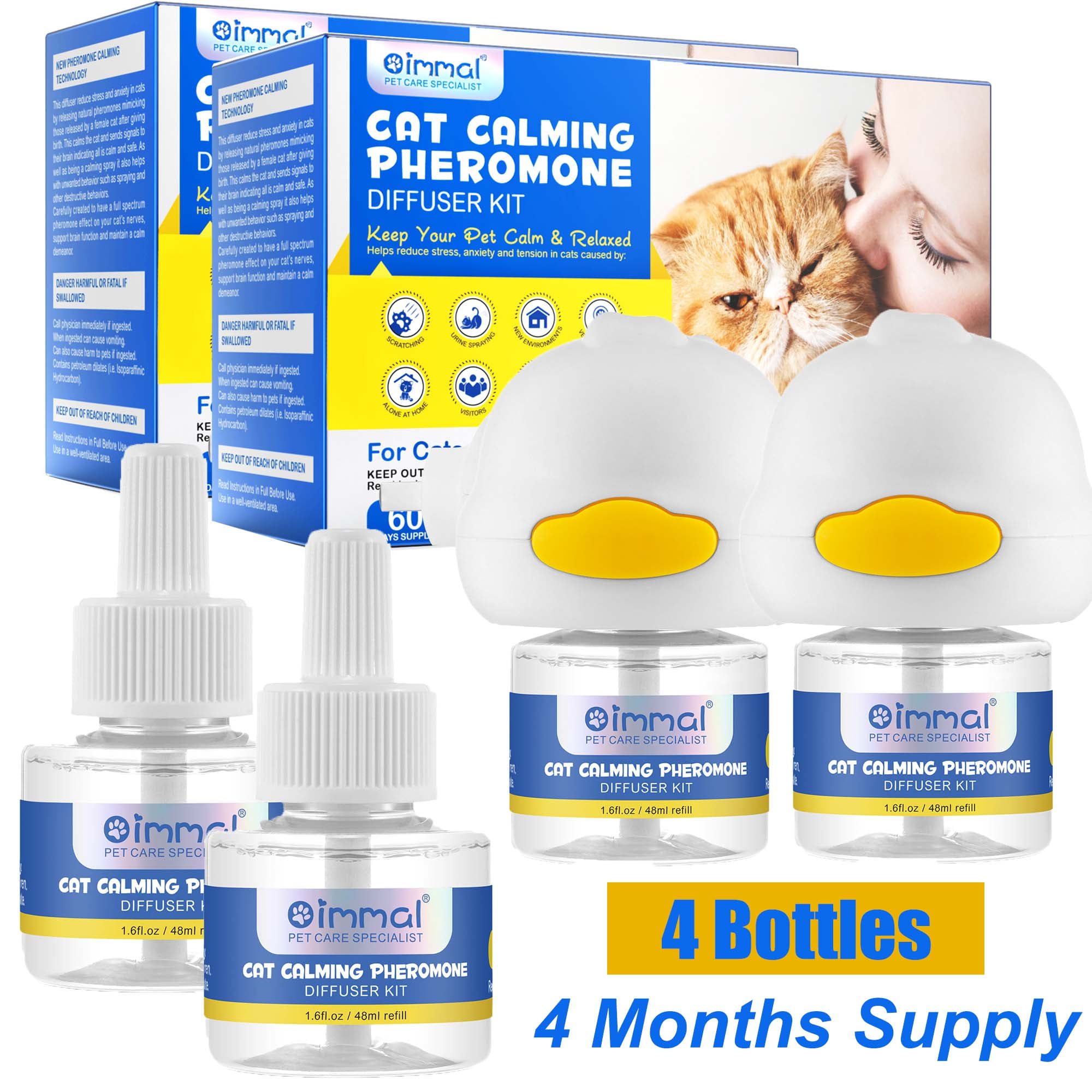 Oimmal Cat Calming Diffuser Kit, Pheromone Diffuser for Cats, 4 Refills ...