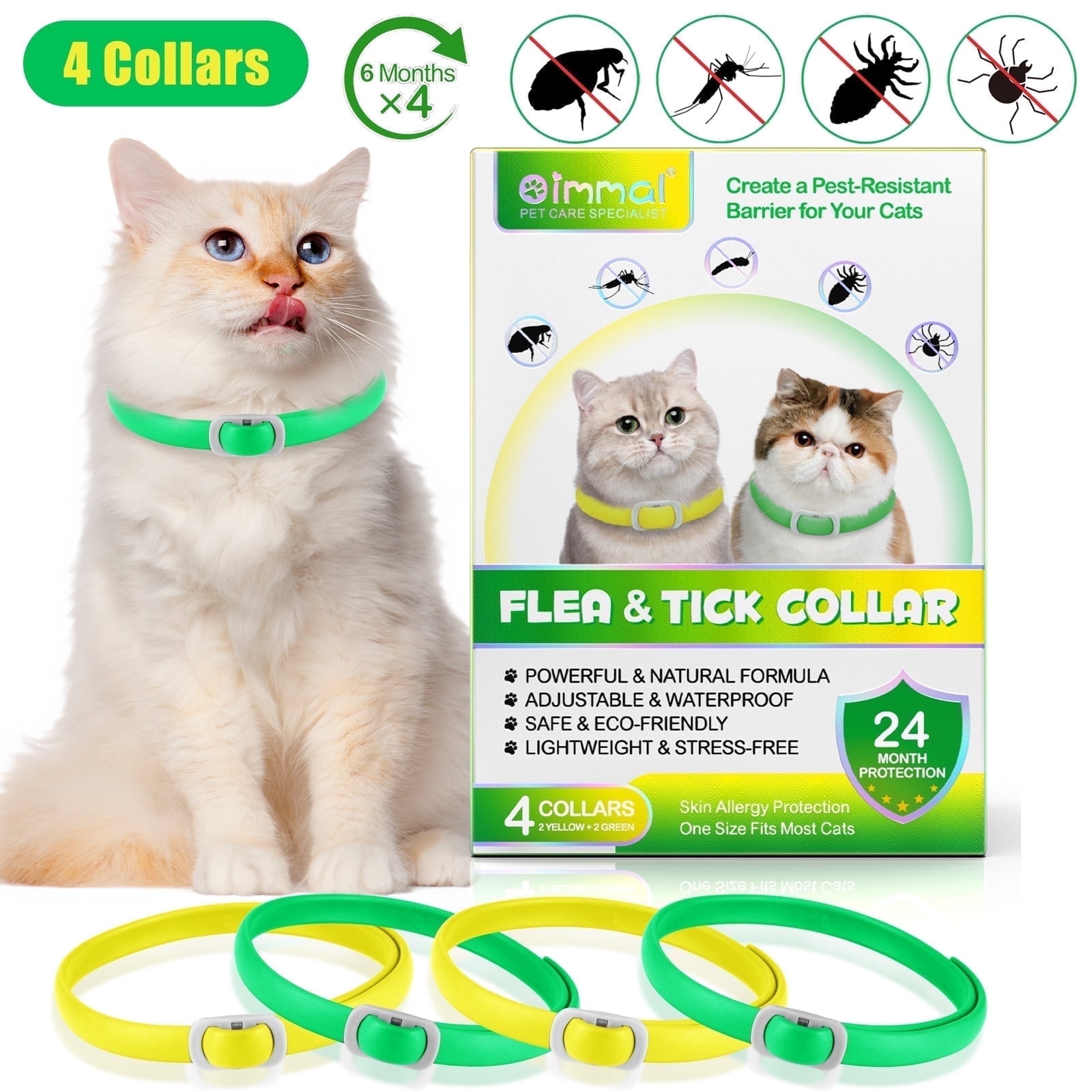 Oimmal Cat Comfort Collar, Waterproof, 6 Months Protection, Adjustable ...