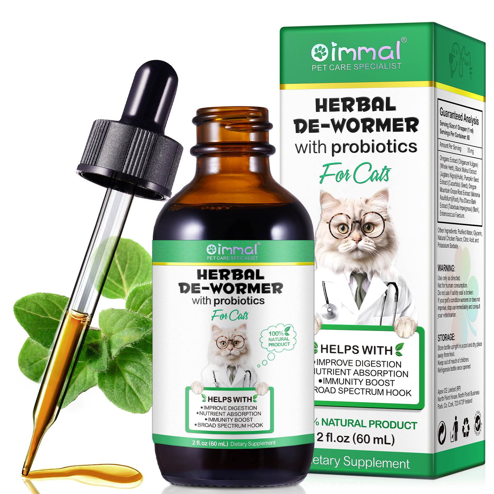 Customer reviews for Oimmal Cat Dewormer 60ml - Herbal Cleanse Broad Spectrum Treatment - Helps ...