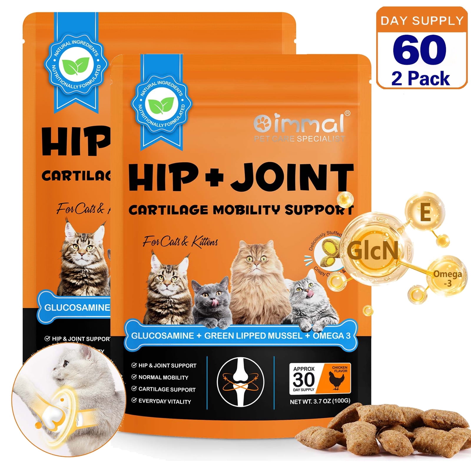 Oimmal Cat Hip + Joint Health Chews – Crunchy & Creamy Cat Joint ...