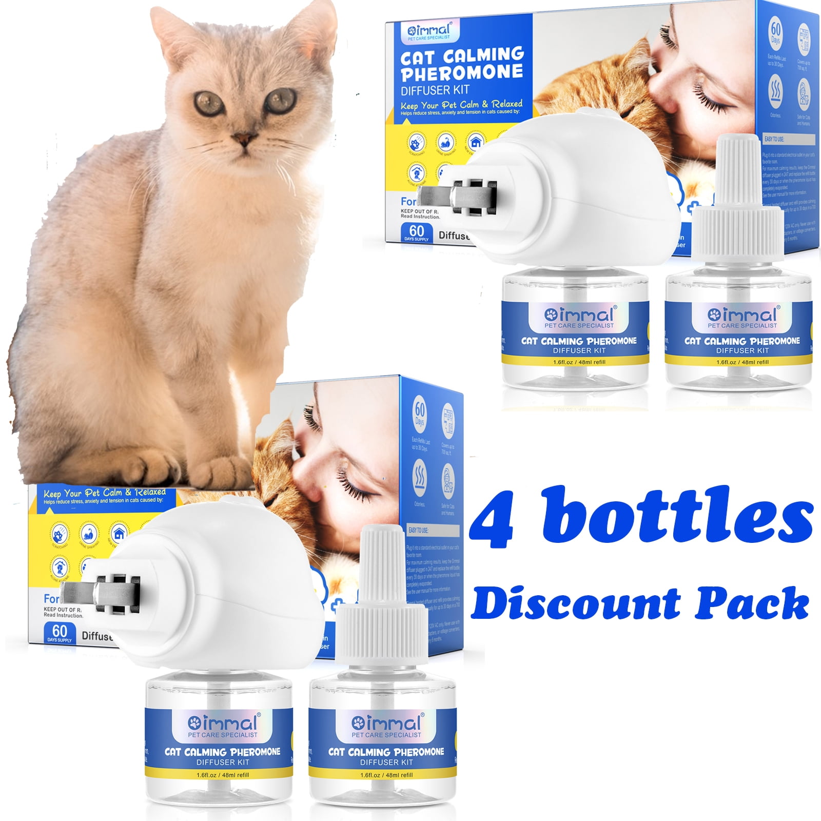 Oimmal Cat Pheromone Diffuser, Multi-Cat Calming Spray, Stress Relief ...
