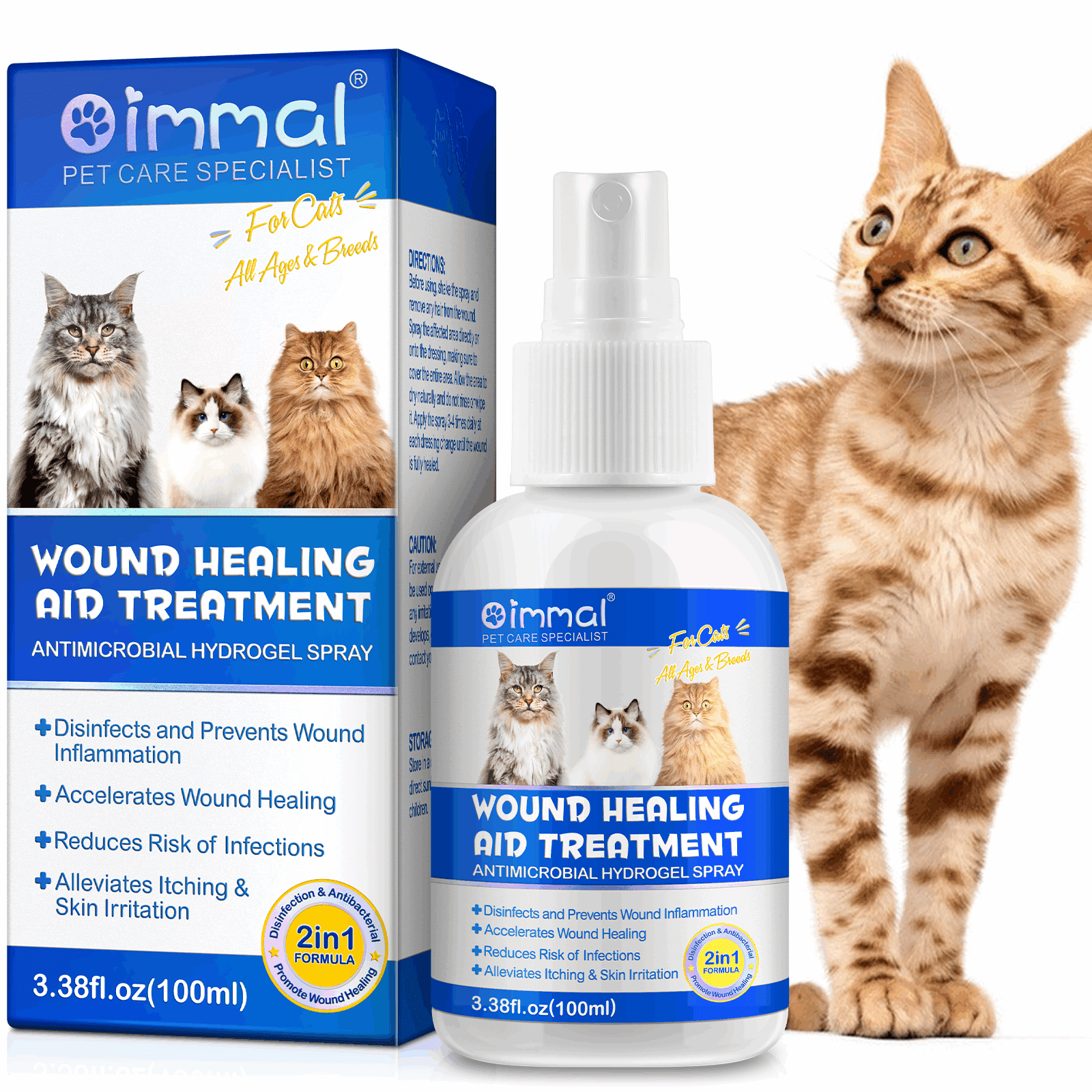 Oimmal Cat Wound Spray, Accelerate Cat Wound Healing, Alleviates ...