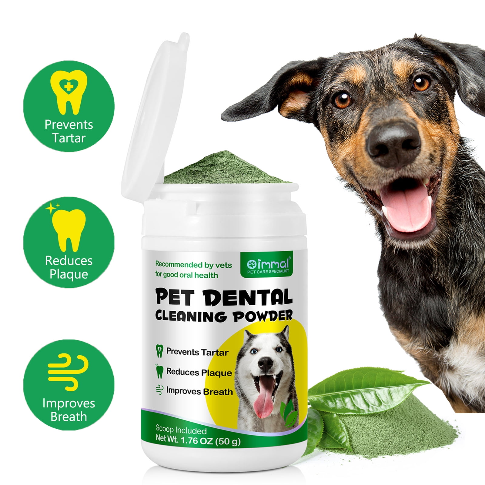 Oimmal Dental Powder for Dog - Dog Breath Freshener - Teeth Cleaning ...