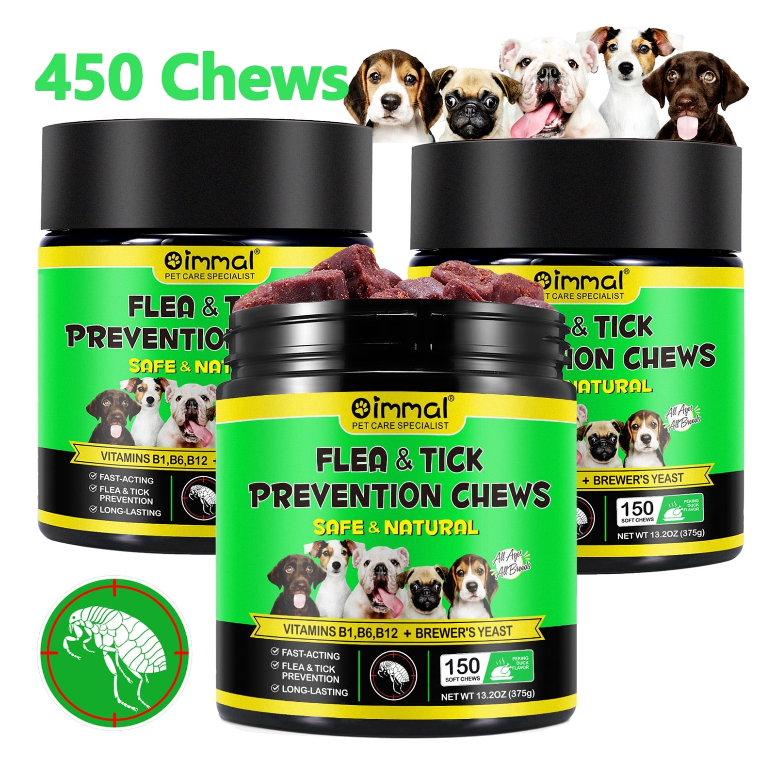 Oimmal Digestive Care Chew Treats for Dogs, Natural Support with Brewer ...
