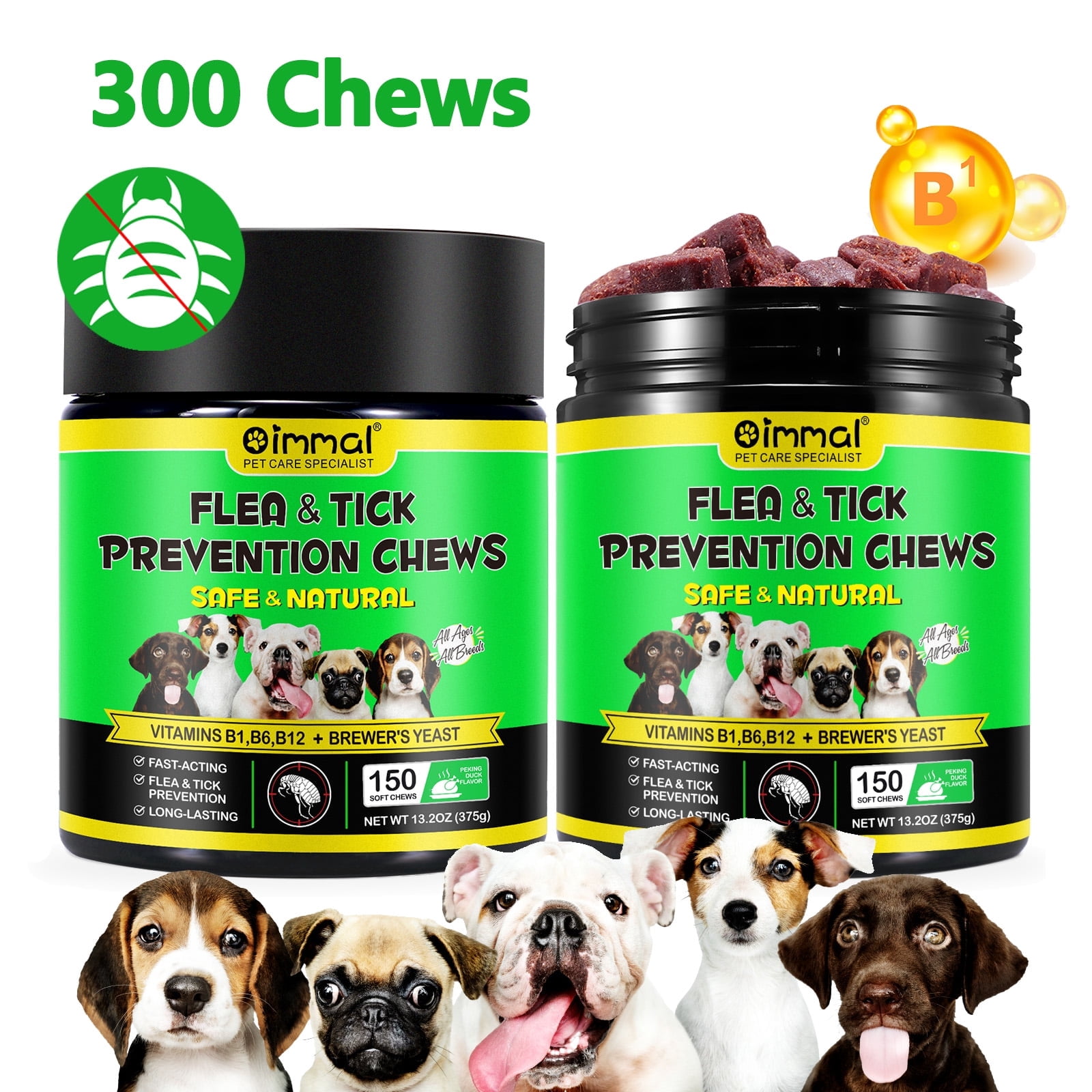 Oimmal Digestive Care Chew Treats for Dogs, Natural Support with Brewer ...