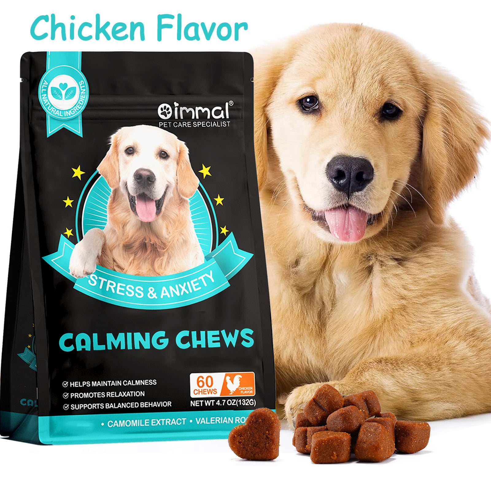 Oimmal Dog Calming Chews ,Anxiety Relief Treats,Helps Maintain Calmness ...