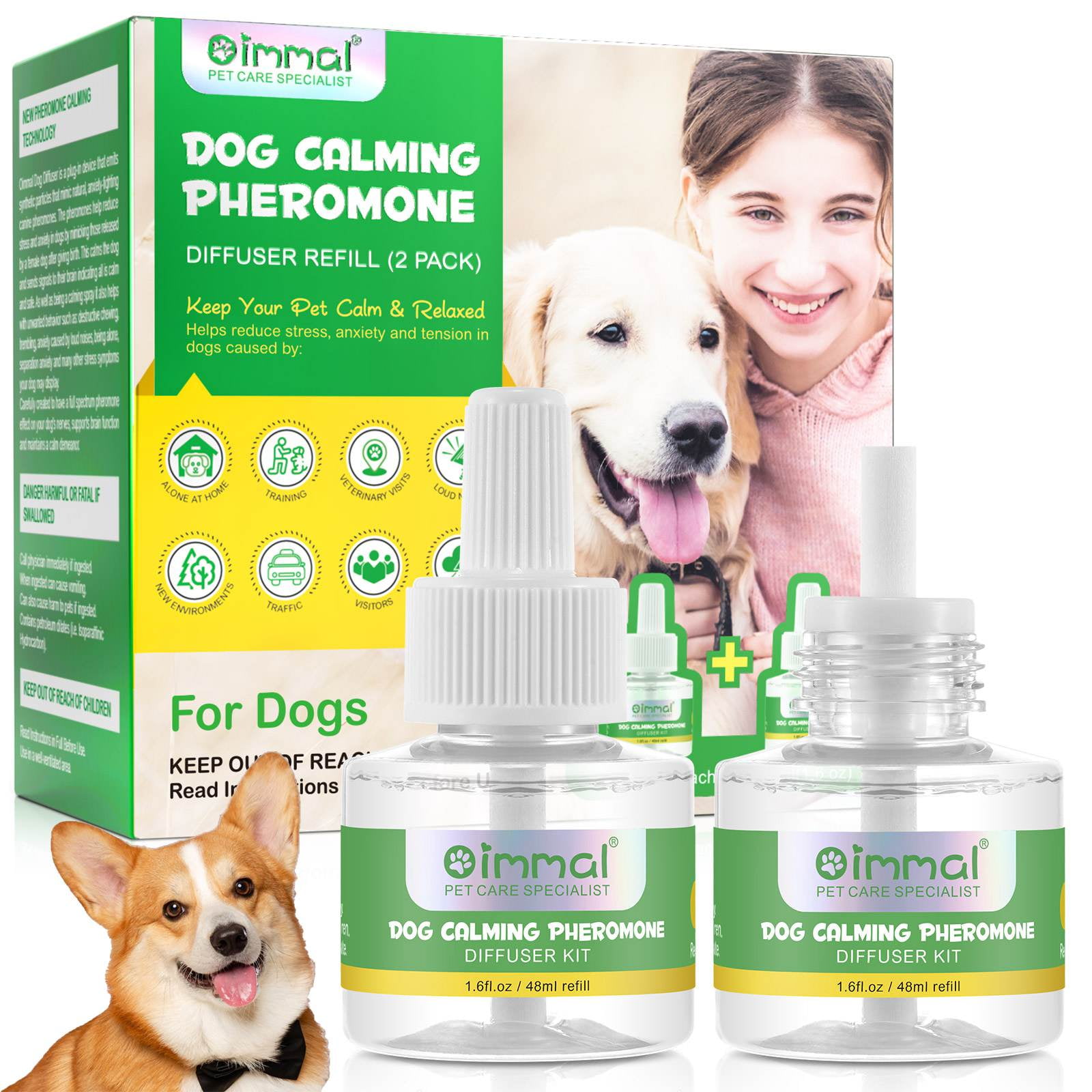 Oimmal Dog Calming Pheromone Diffuser Refill, Calming Diffuser for Dog ...