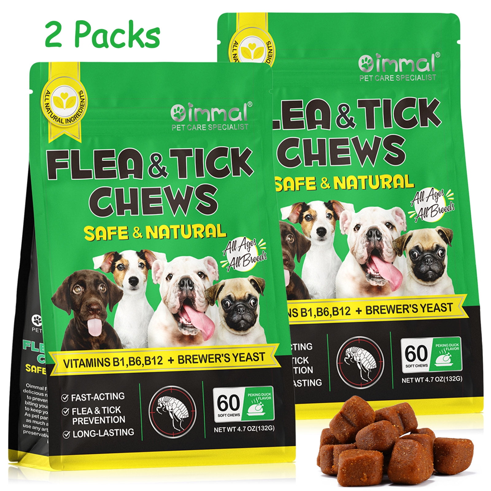 Oimmal Dog Deworming Chewable - 60 Soft Chews with Vitamins B1, B6, B12 ...